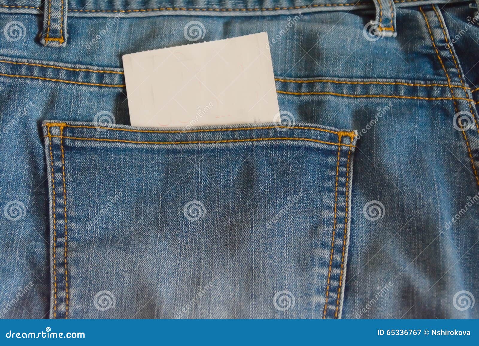 Jeans Pocket with a Blank Card in it Stock Image - Image of labels ...