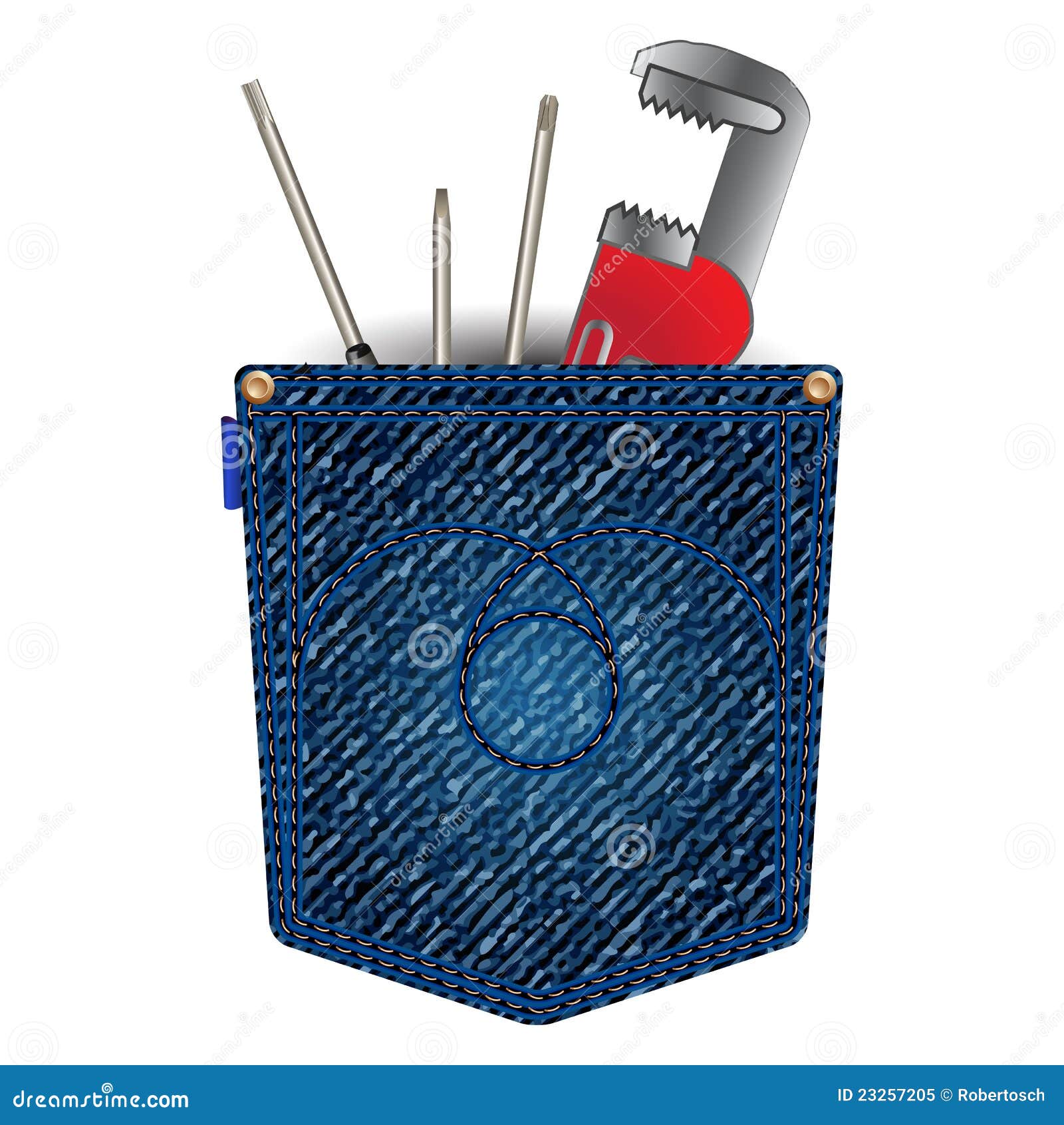 Jeans pocket with tools stock vector. Illustration of equipment - 23257205