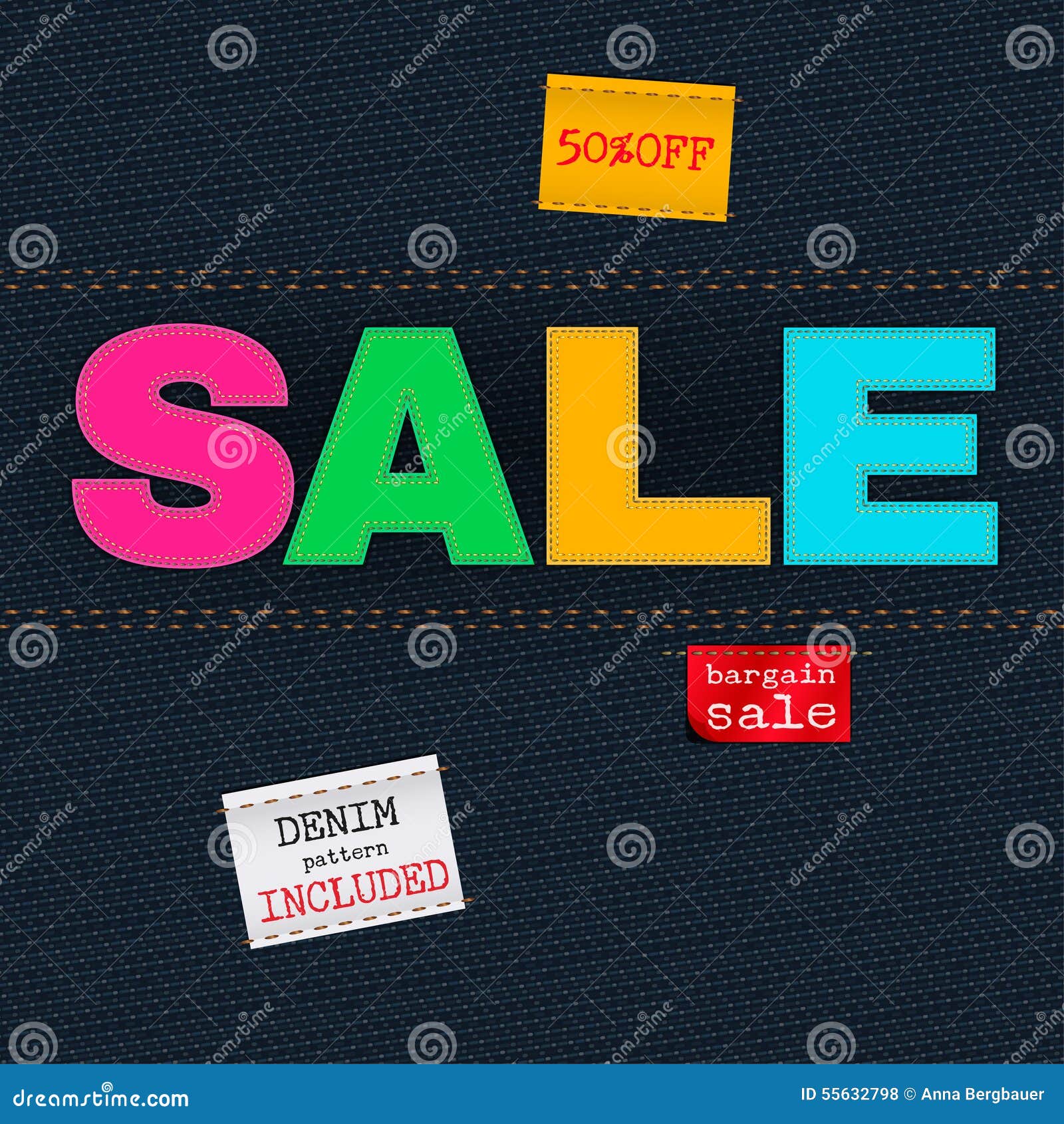 Jeans sale stock vector. Illustration of label, jean - 55632798