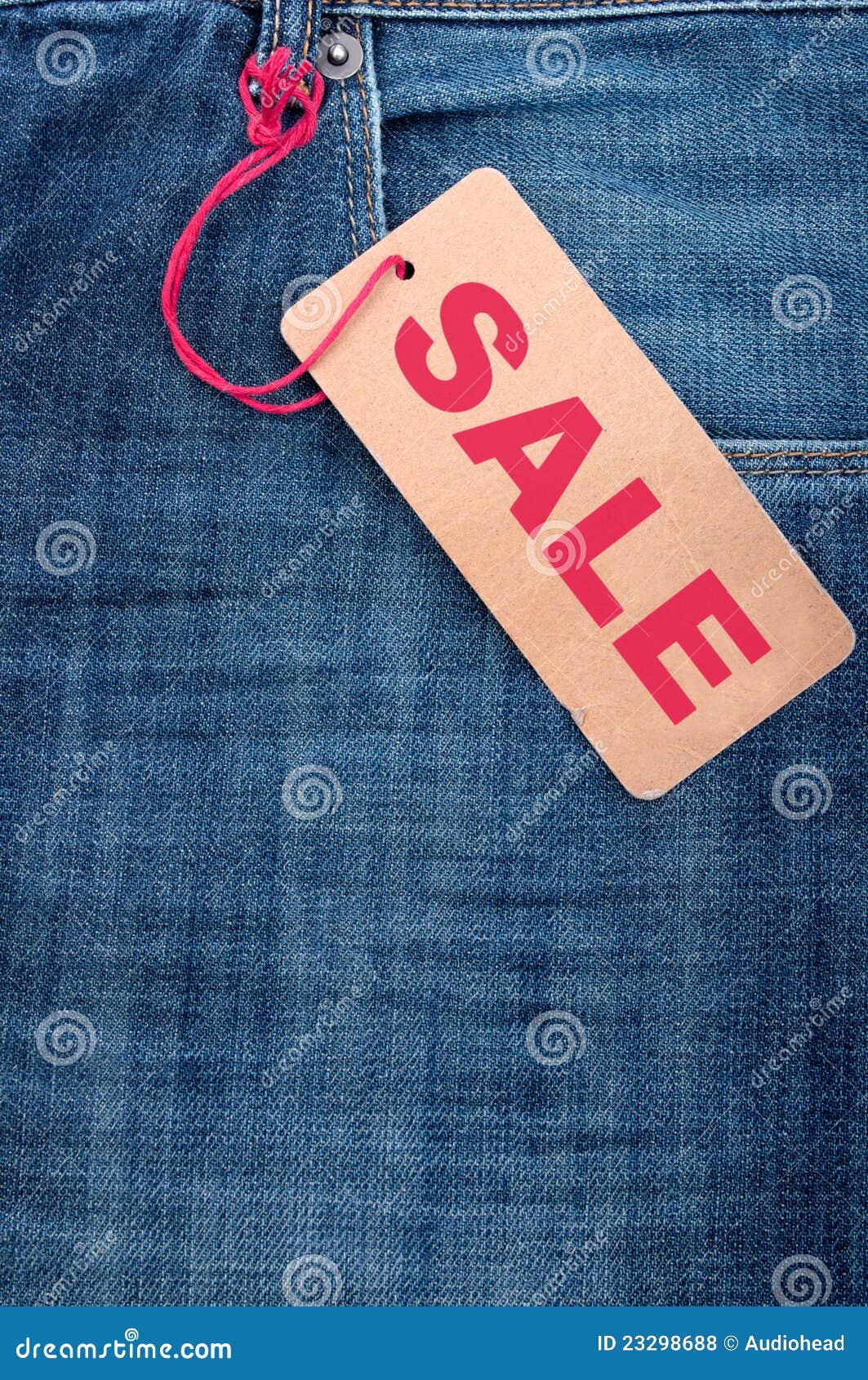 Jeans with Sale Tag stock photo. Image of outlets, brown - 23298688