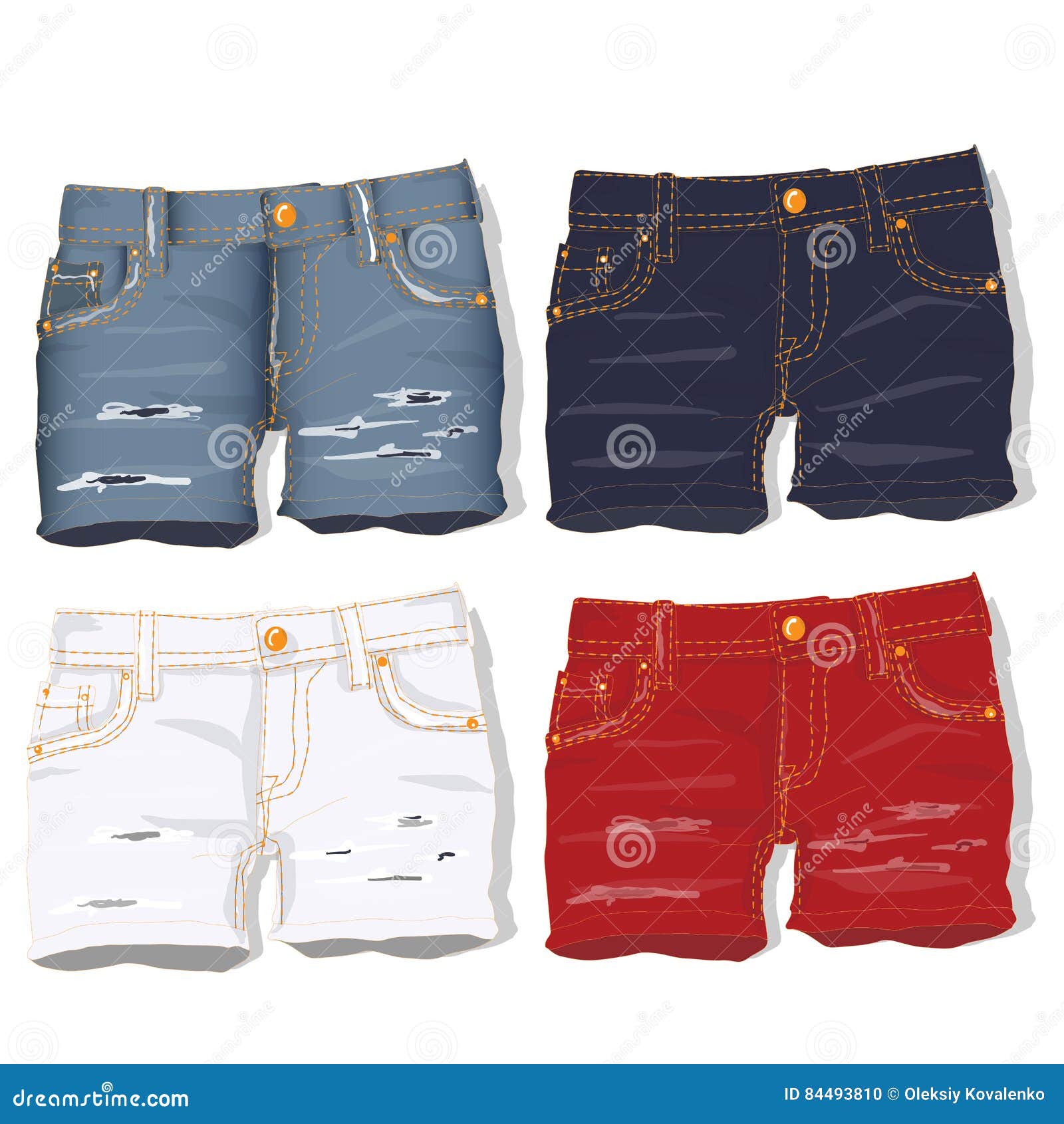 Jeans shorts. Vector. stock vector. Illustration of fashion - 84493810