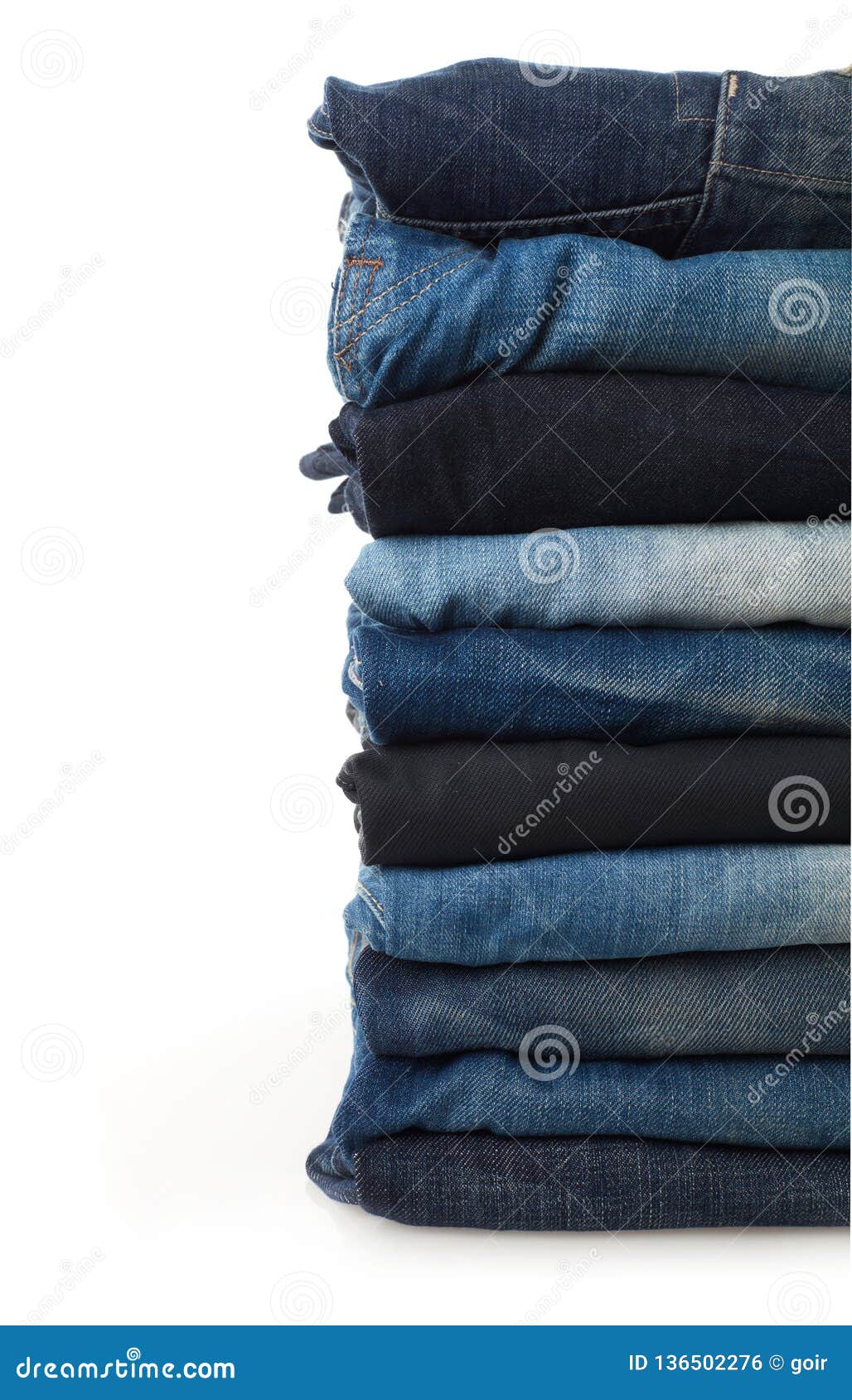 Jeans stack close-up stock photo. Image of culture, pants - 136502276