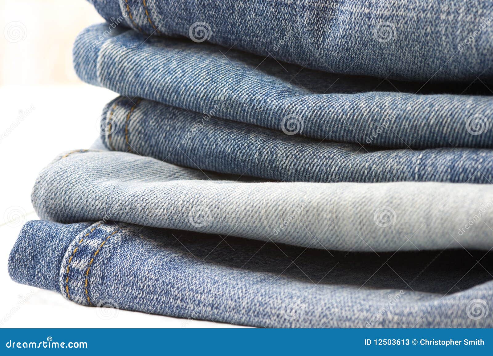 Jeans Stack on white stock image. Image of fashion, casual - 12503613