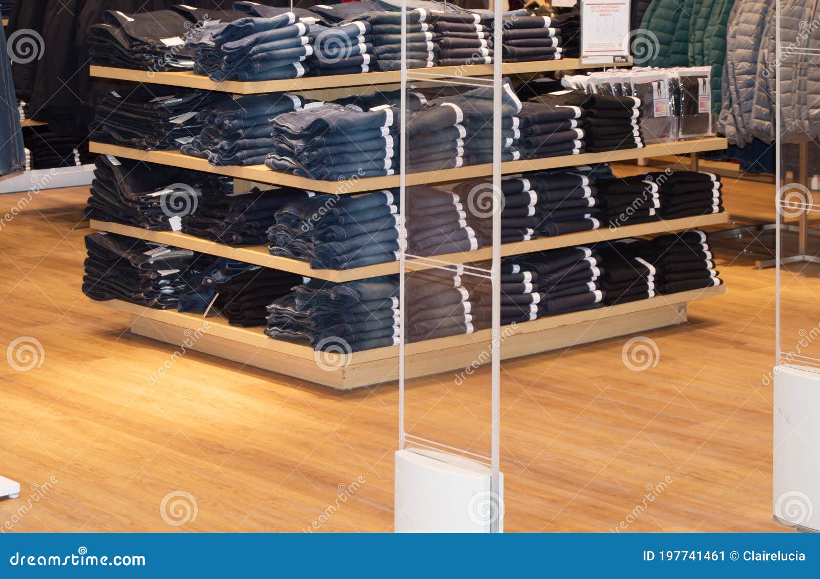 Jeans are Stacked on the Counter in a Clothing Store Stock Image ...