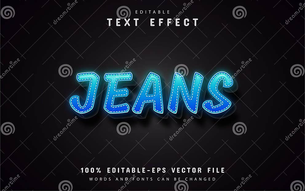 Jeans text effect stock vector. Illustration of washed - 256125954