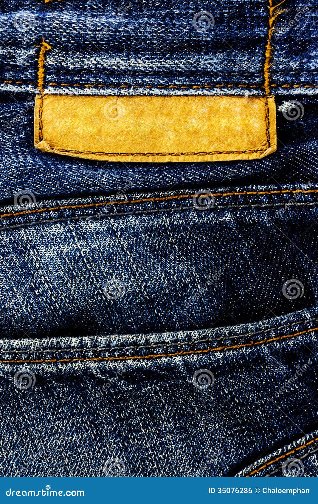 Jeans Texture with Leather Label. Stock Photo - Image of material ...