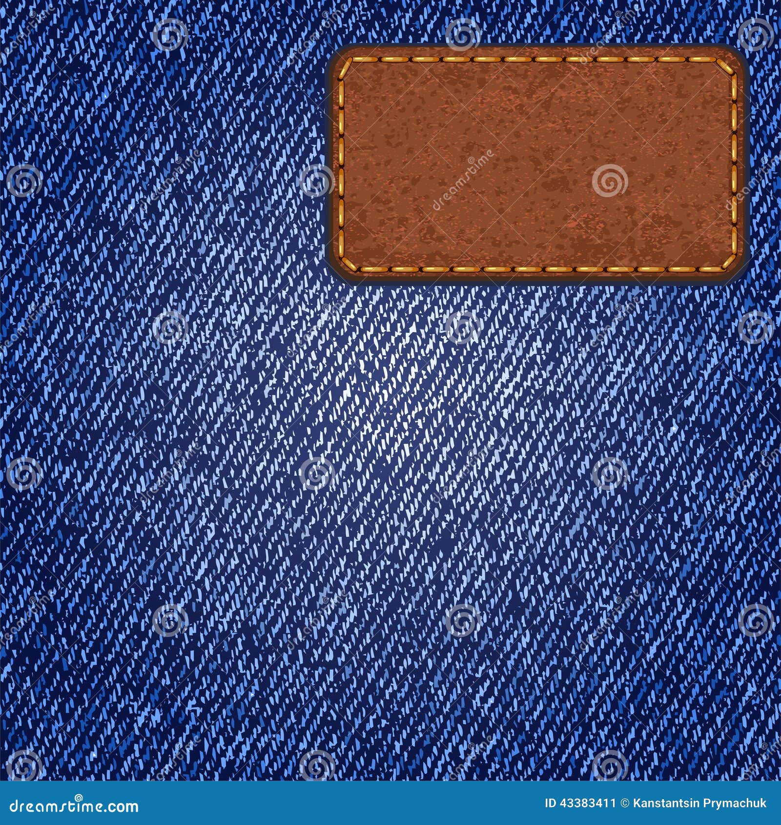 Jeans Texture with Leather Label. Vector Stock Vector - Illustration of ...