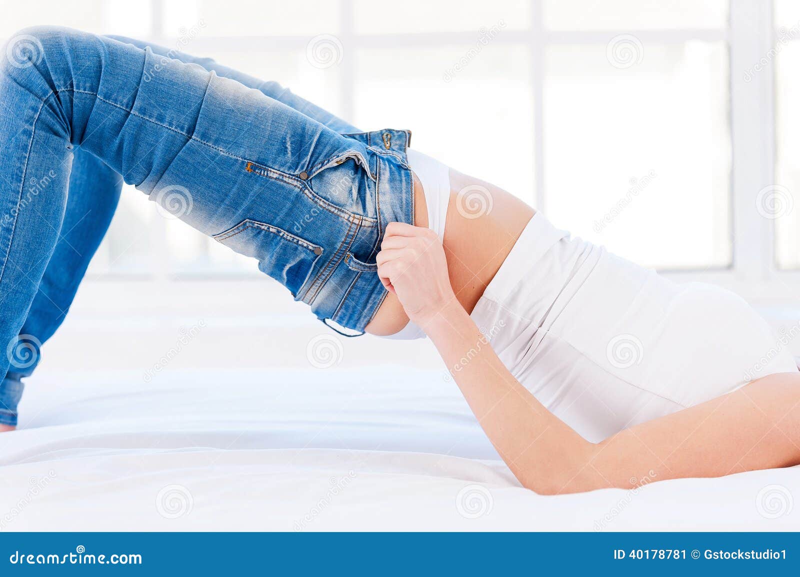 These jeans are too tight. stock image. Image of back - 40178781