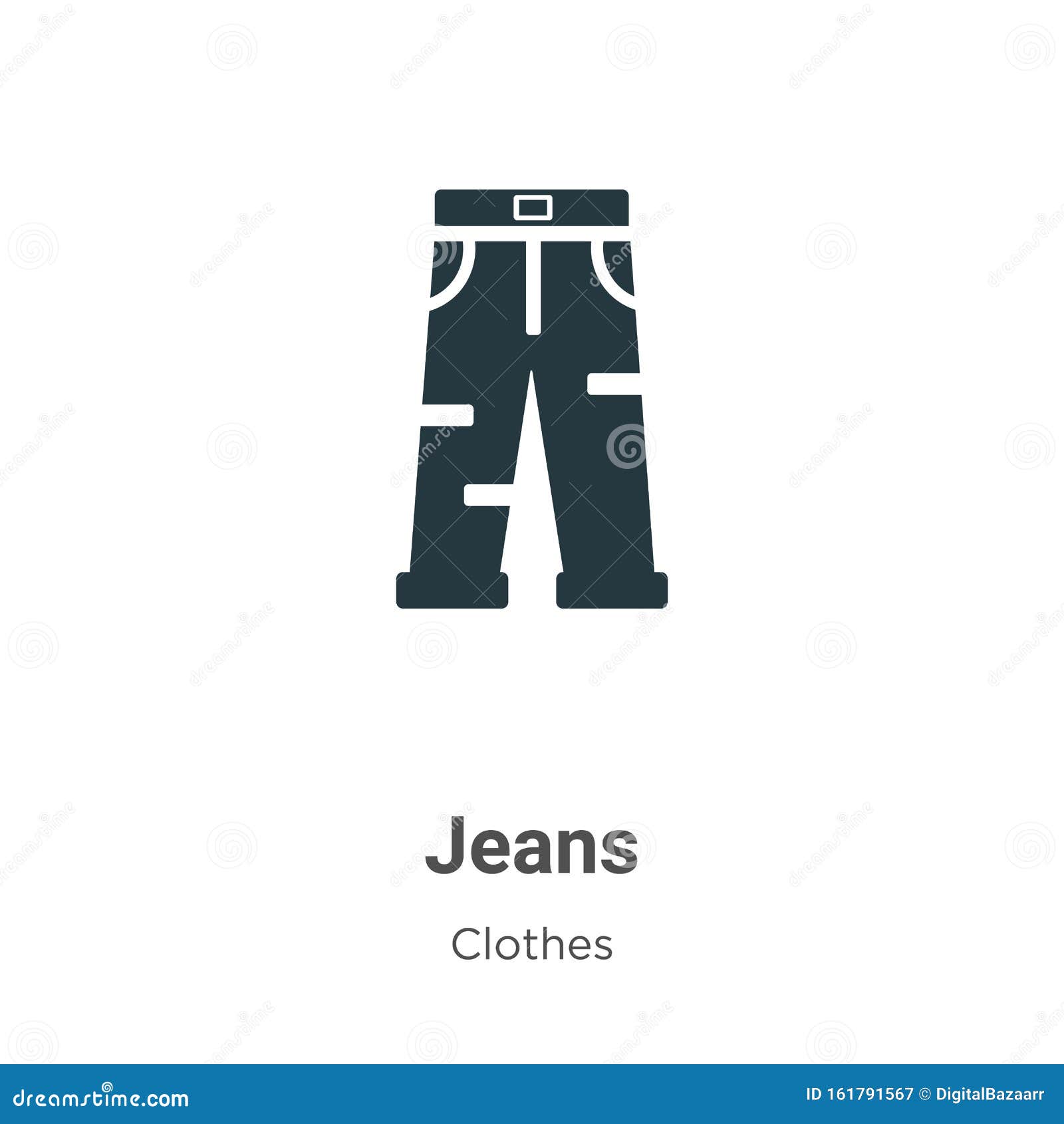 Jeans Vector Icon on White Background. Flat Vector Jeans Icon Symbol ...