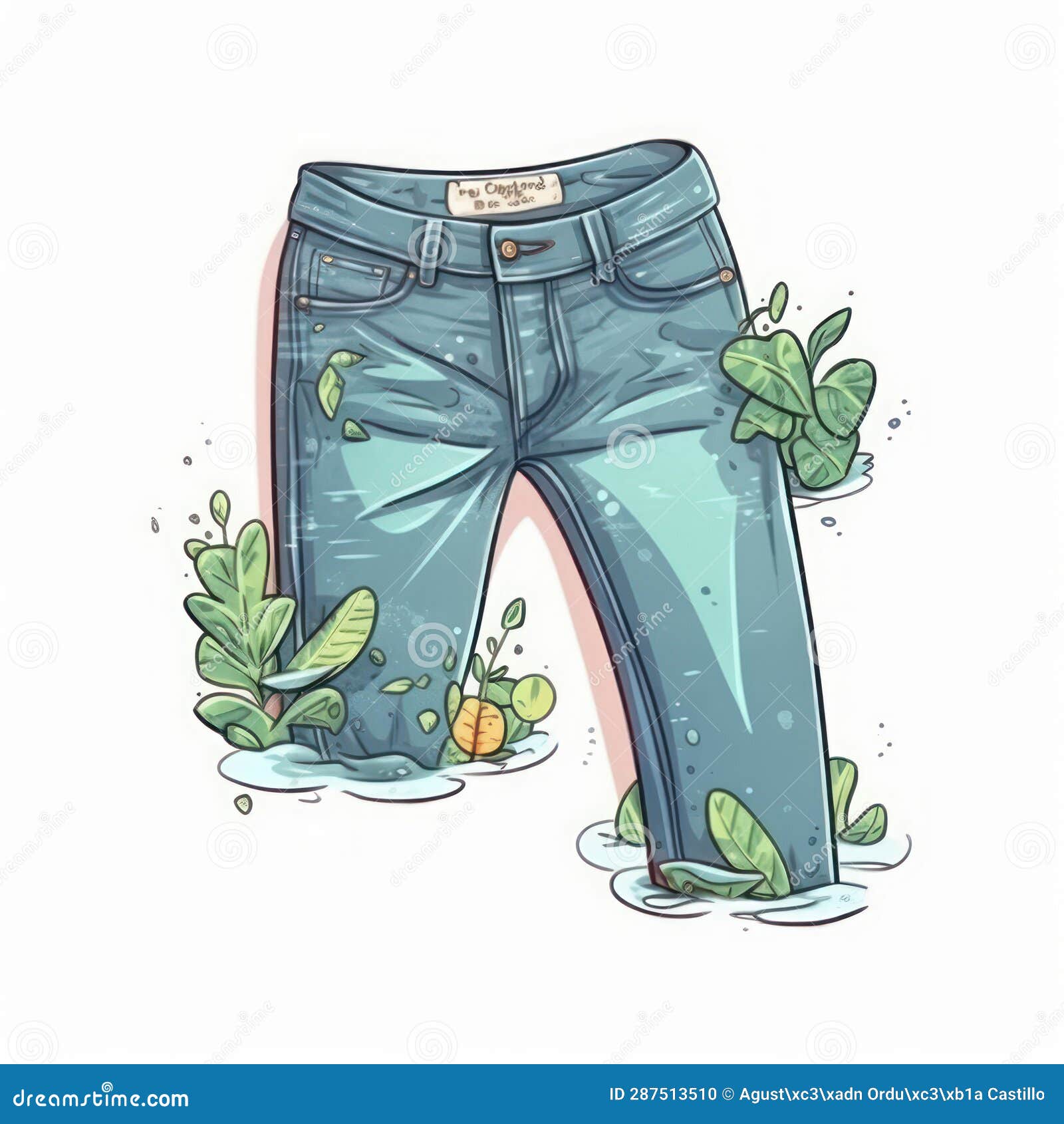 Jeans, on a White Background. Cartoon Illustration. Stock Photo - Image ...