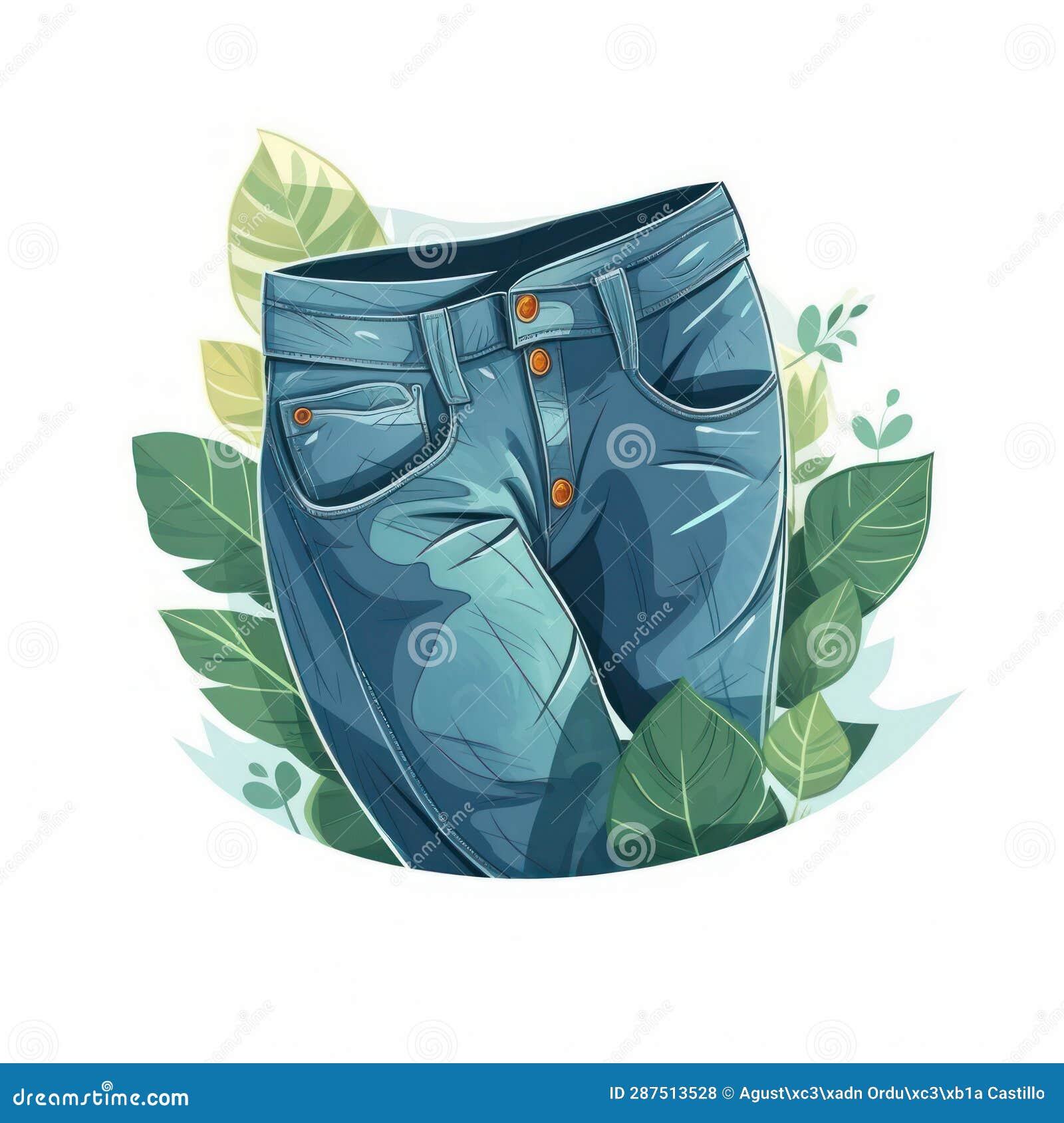 Jeans, on a White Background. Cartoon Illustration. Stock Photo - Image ...