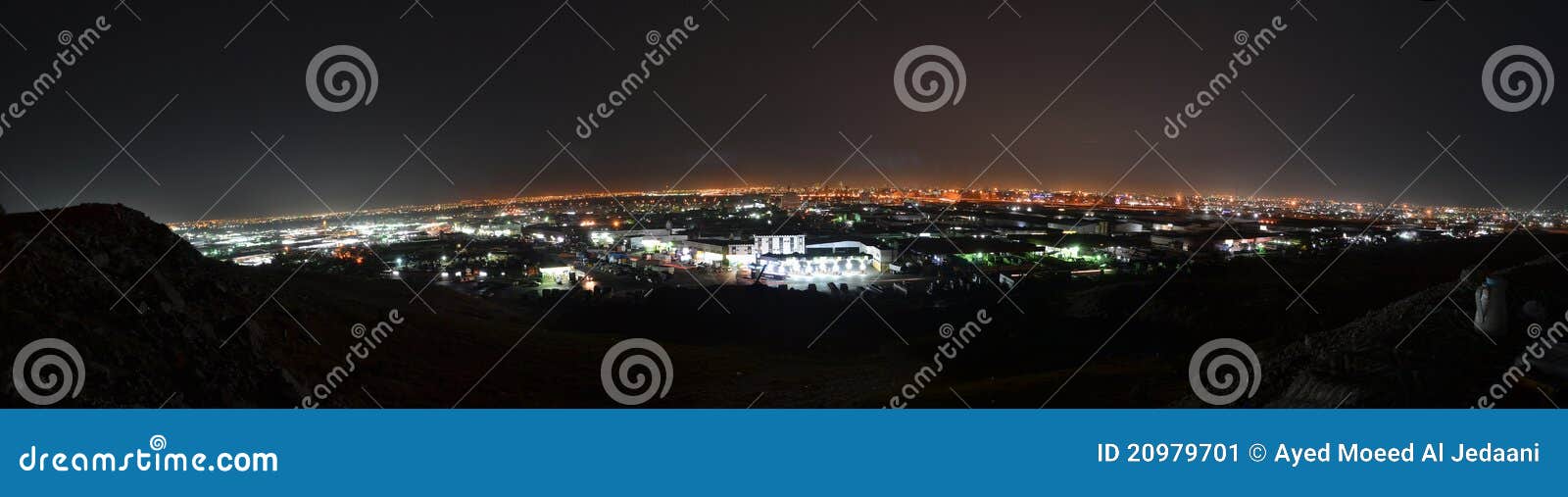 Jeddah at night panorama stock image. Image of buildings - 20979701