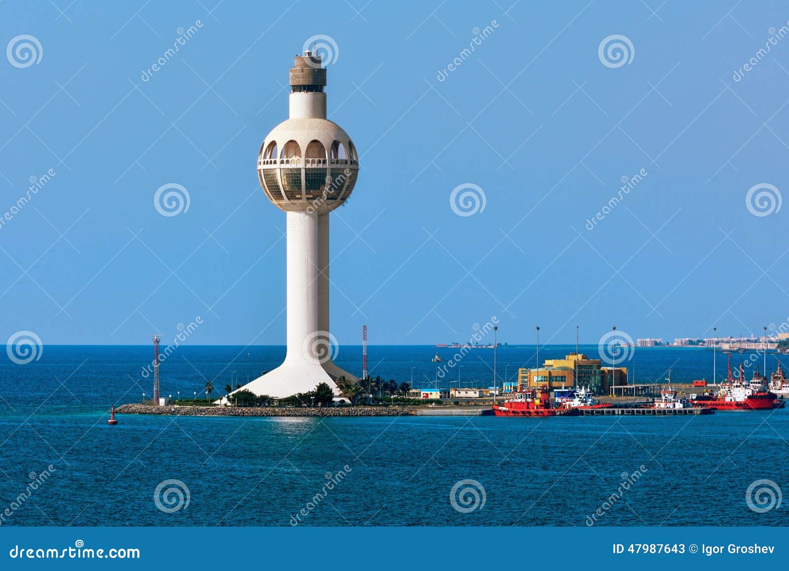 Jeddah Port Control Tower editorial stock photo. Image of famous - 47987643