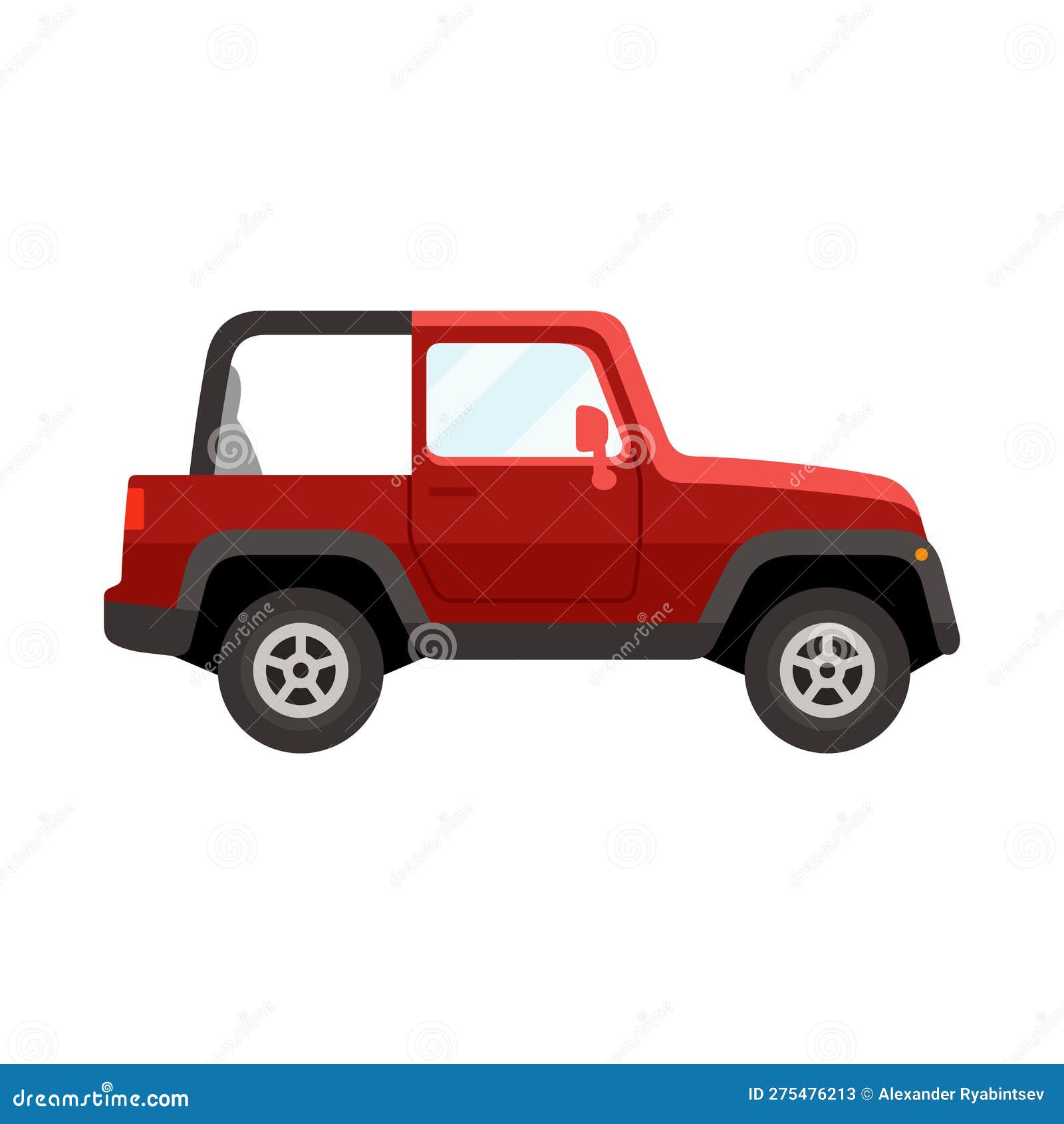 Off Road Vehicle Red Coloured Flat Style Vector Illustration Stock Vector Illustration Of