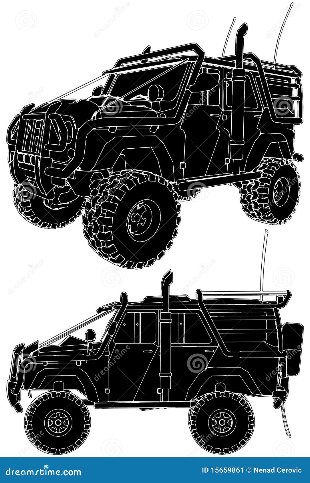 Jeep Offroad Car Vector 04 stock vector. Illustration of silhouette ...