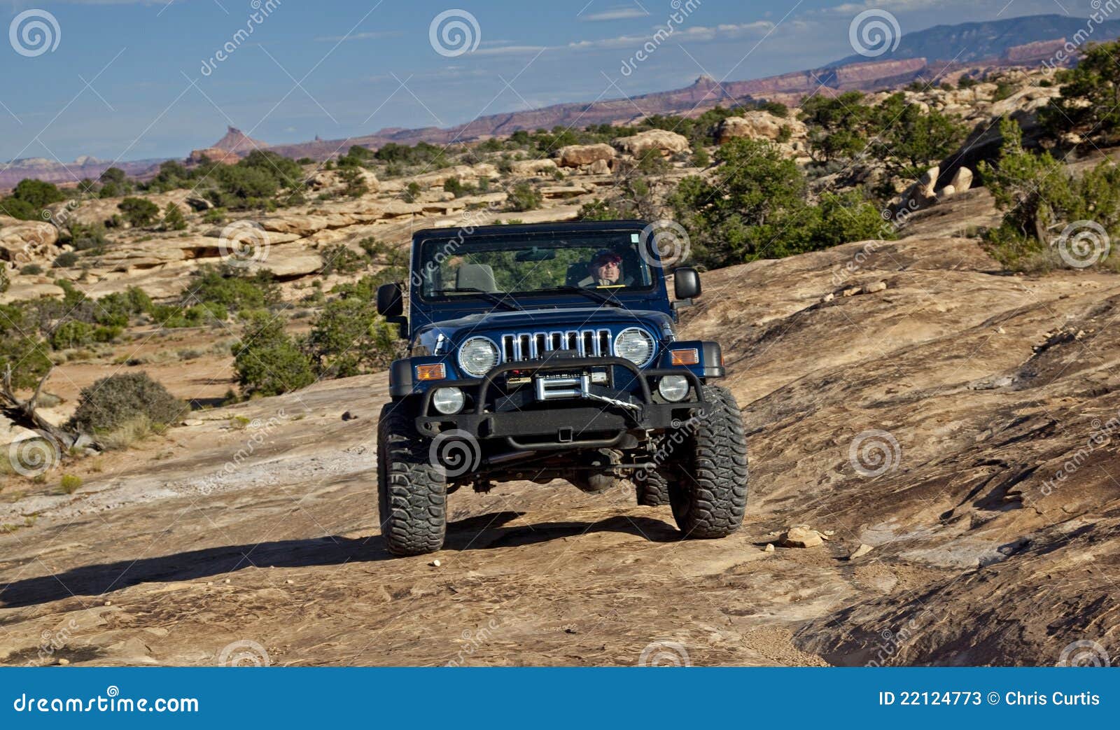 Jeep on Utah Slickrock stock image. Image of four, road - 22124773