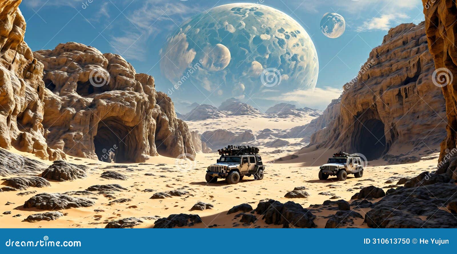 Jeep Wrangler on an Alien Planet Stock Illustration - Illustration of ...