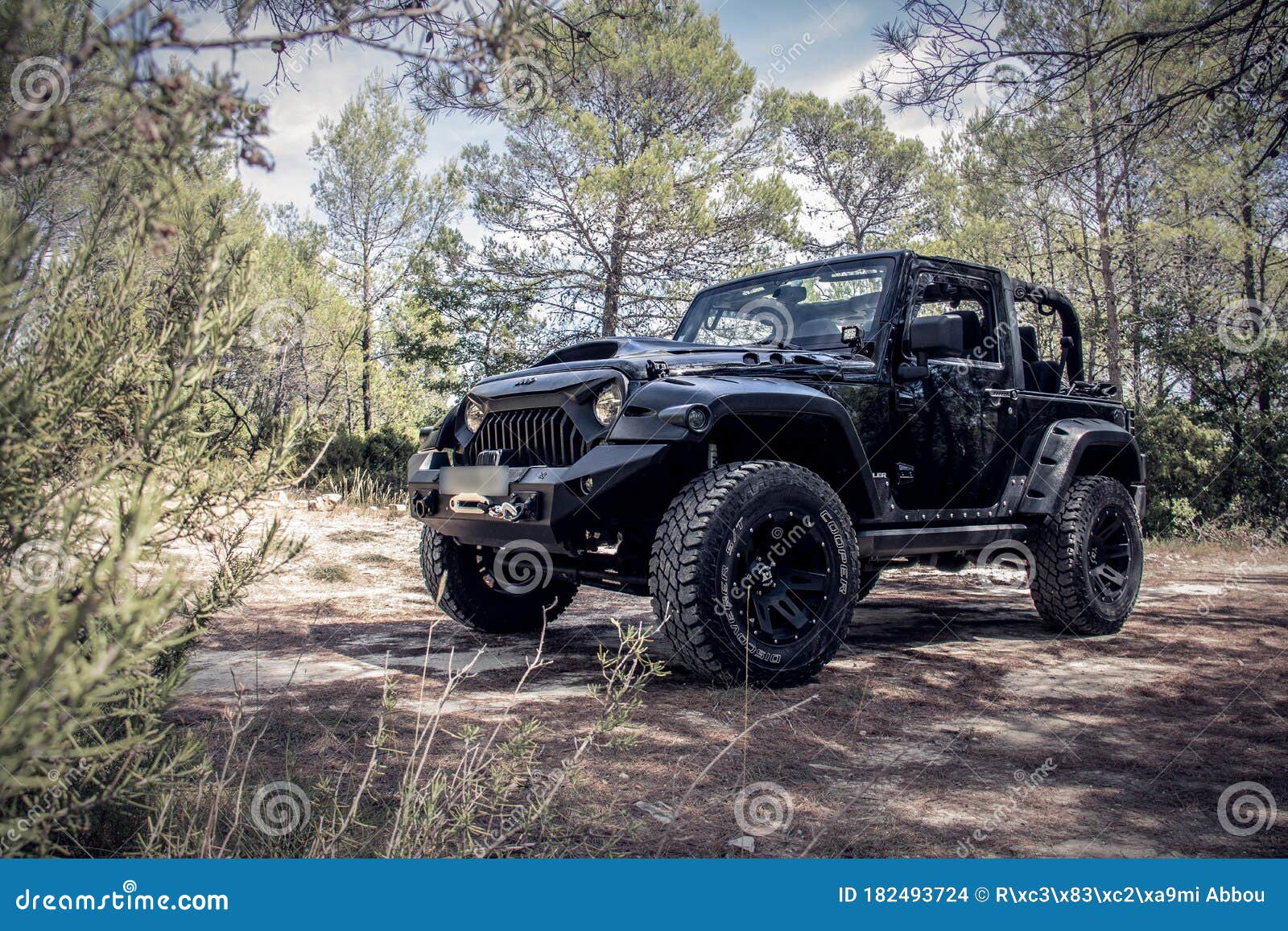 Jeep Wrangler in the Forest Editorial Stock Image - Image of noir, cars ...