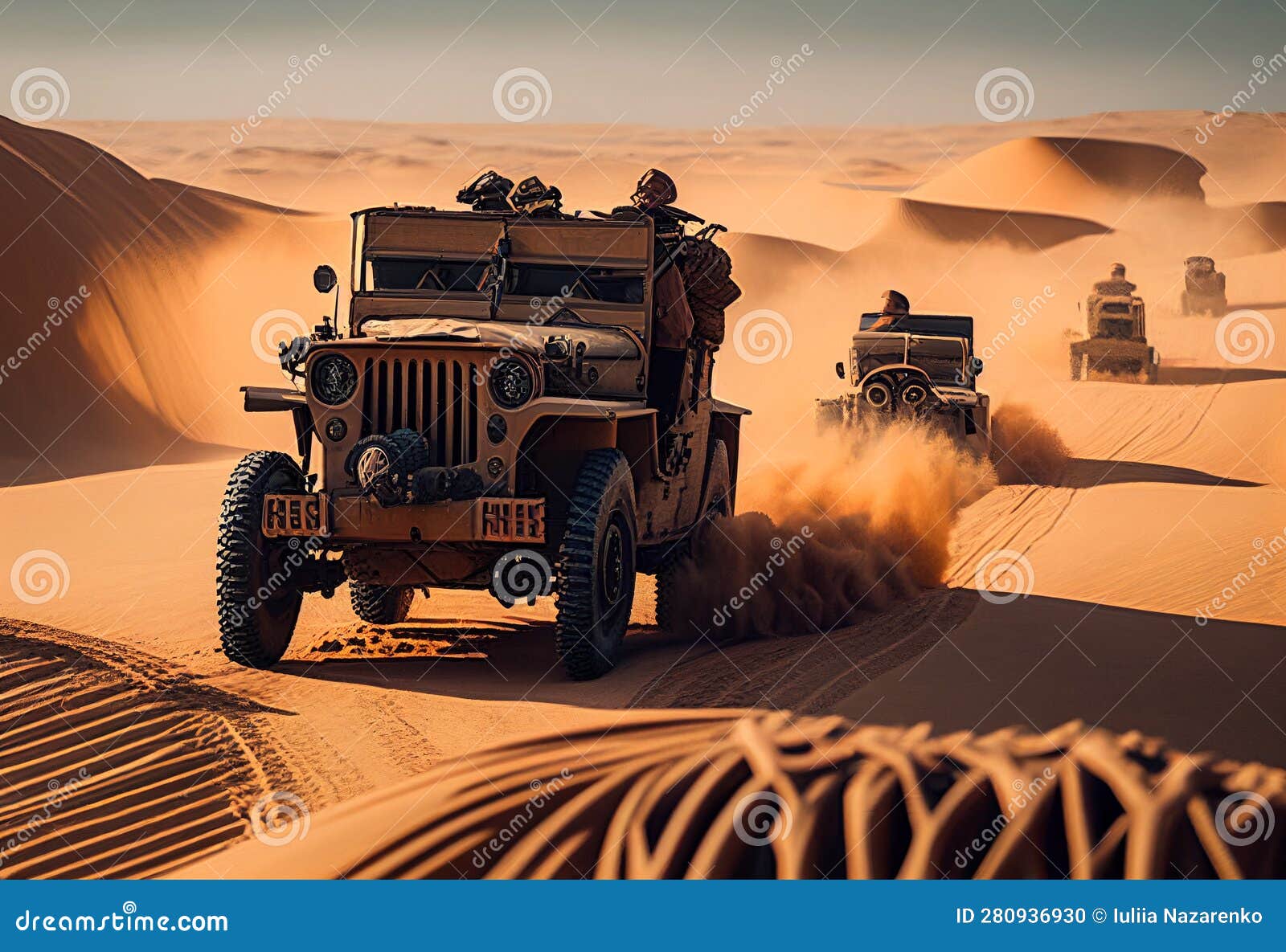 Jeeps Drive through the Desert. AI Generated Stock Illustration ...