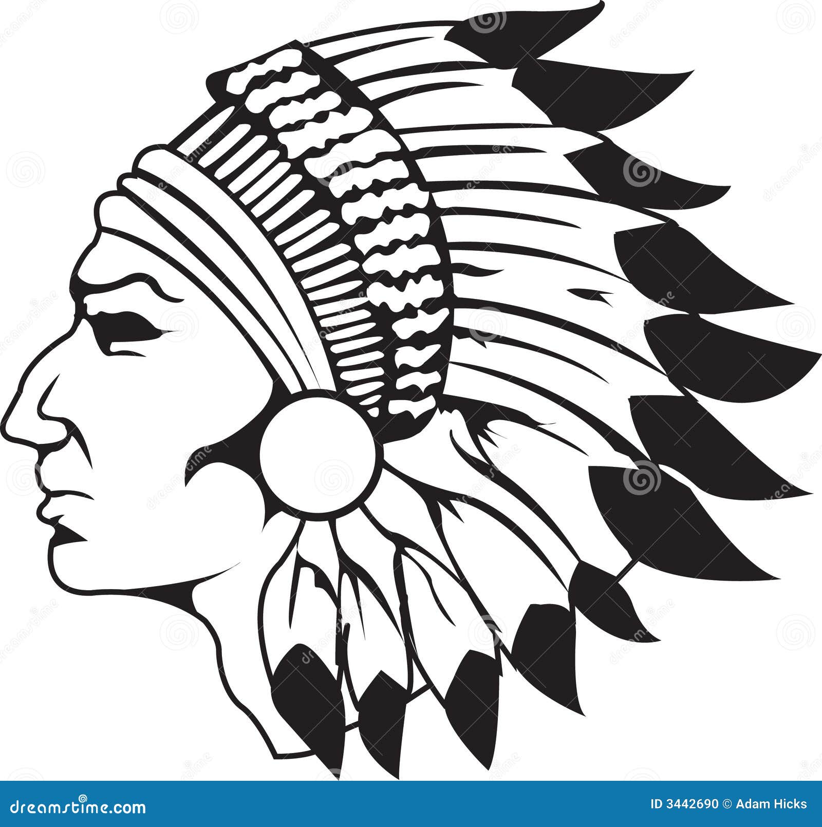 Jefe indio blanco y negro ilustración del vector. Ilustración de ...