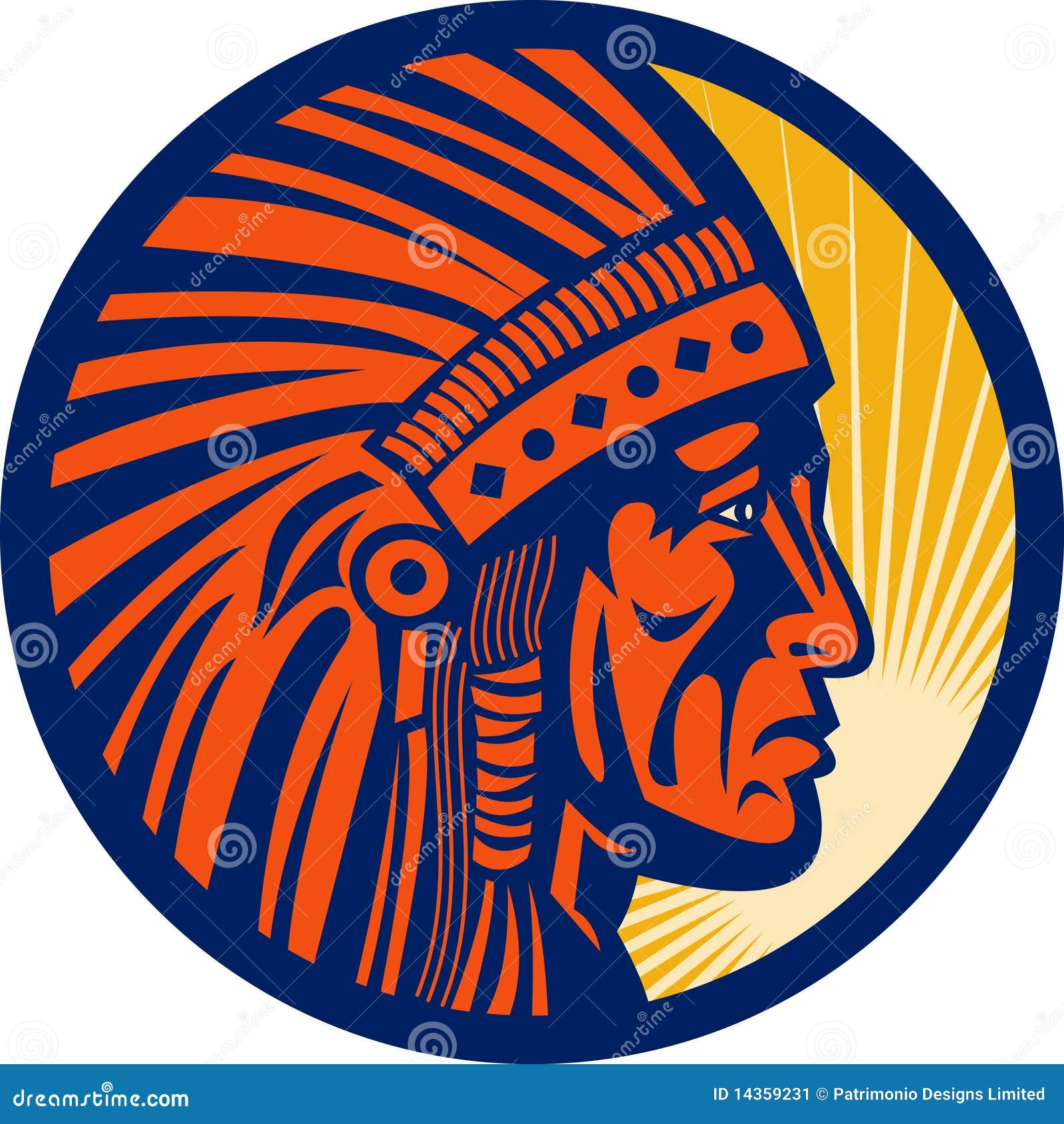 Jefe Indio Del Nativo Americano Stock de ilustración - Ilustración de ...