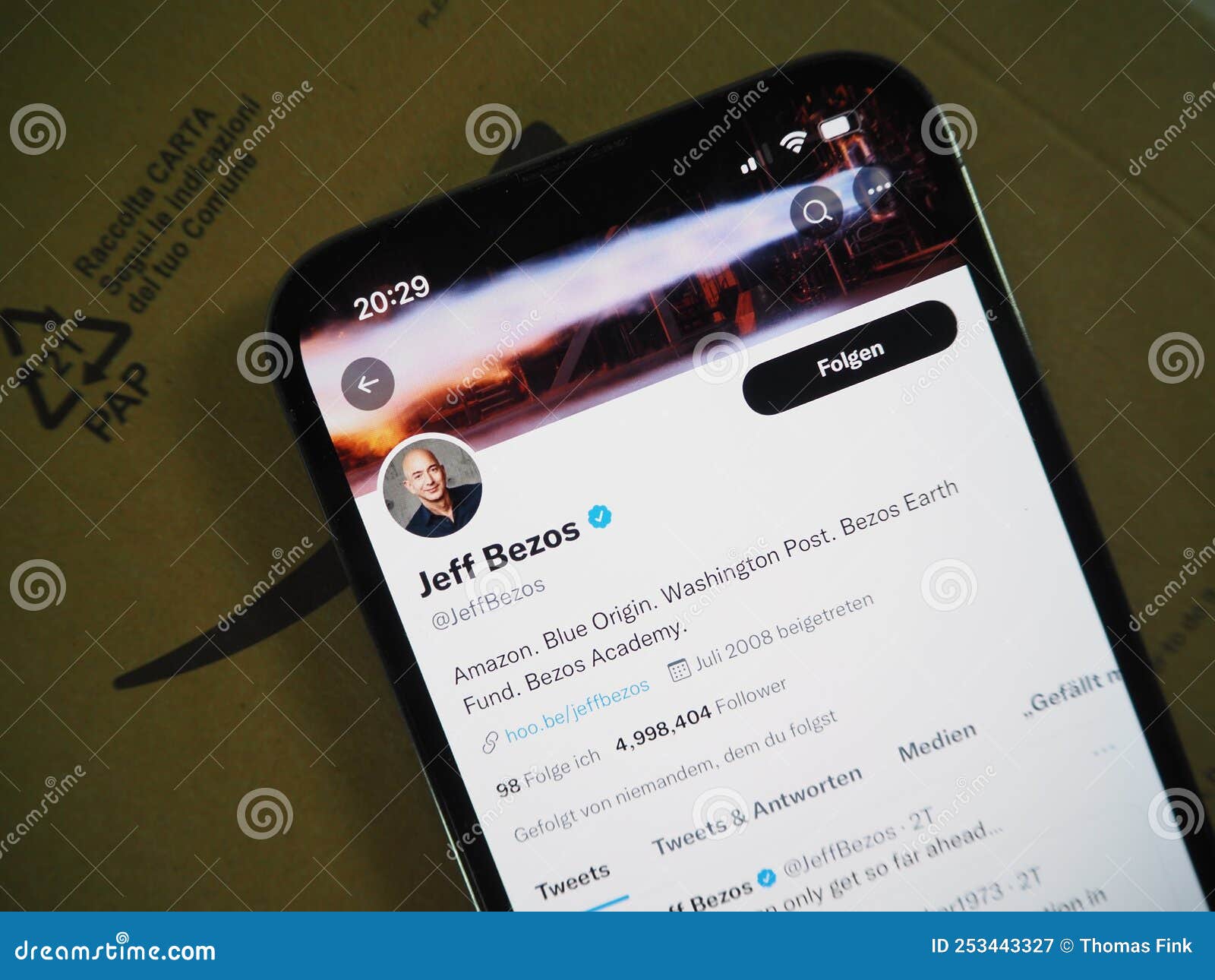Jeff Bezos Twitter Account with Amazon Package Editorial Photography ...