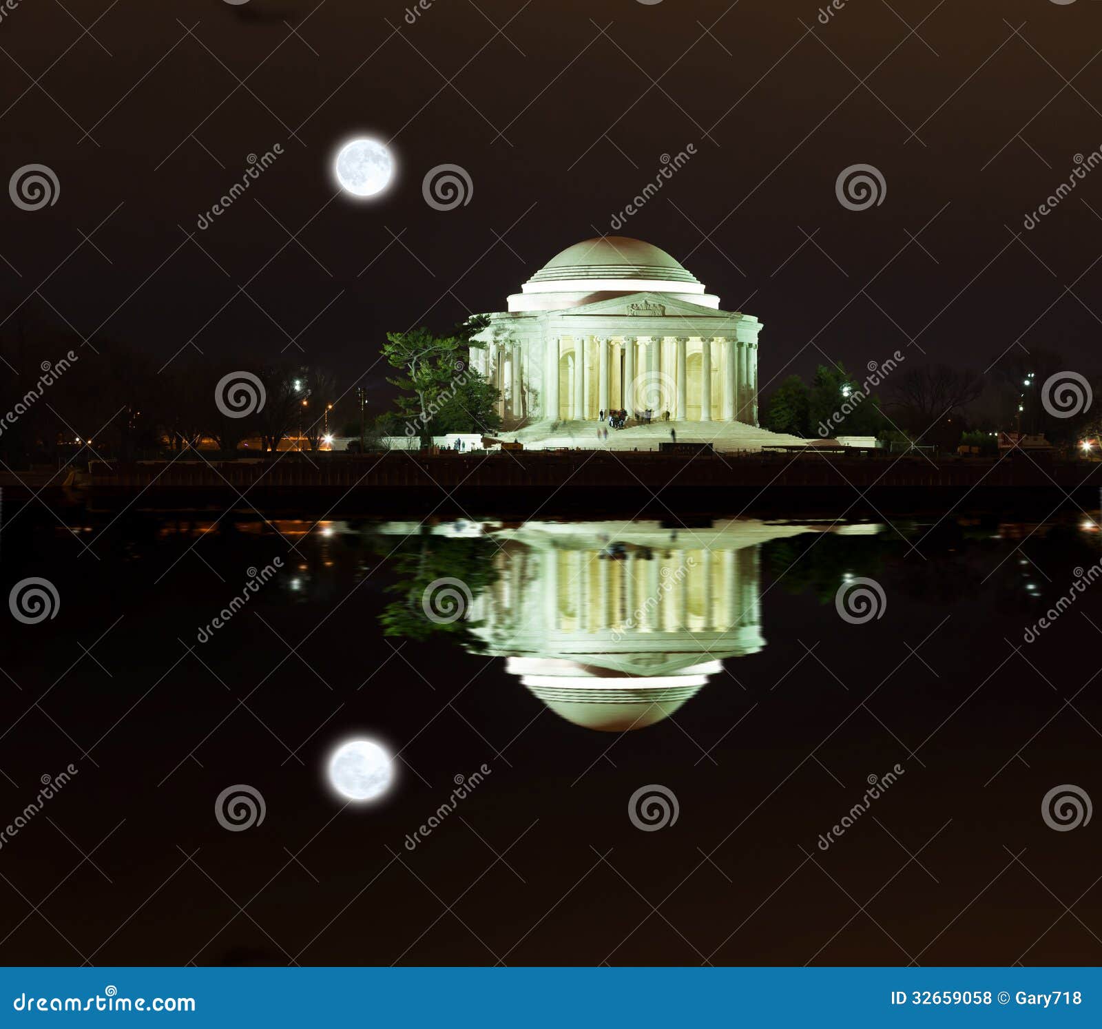 Jefferson Memorial at Night Stock Photo - Image of memorial, capital ...