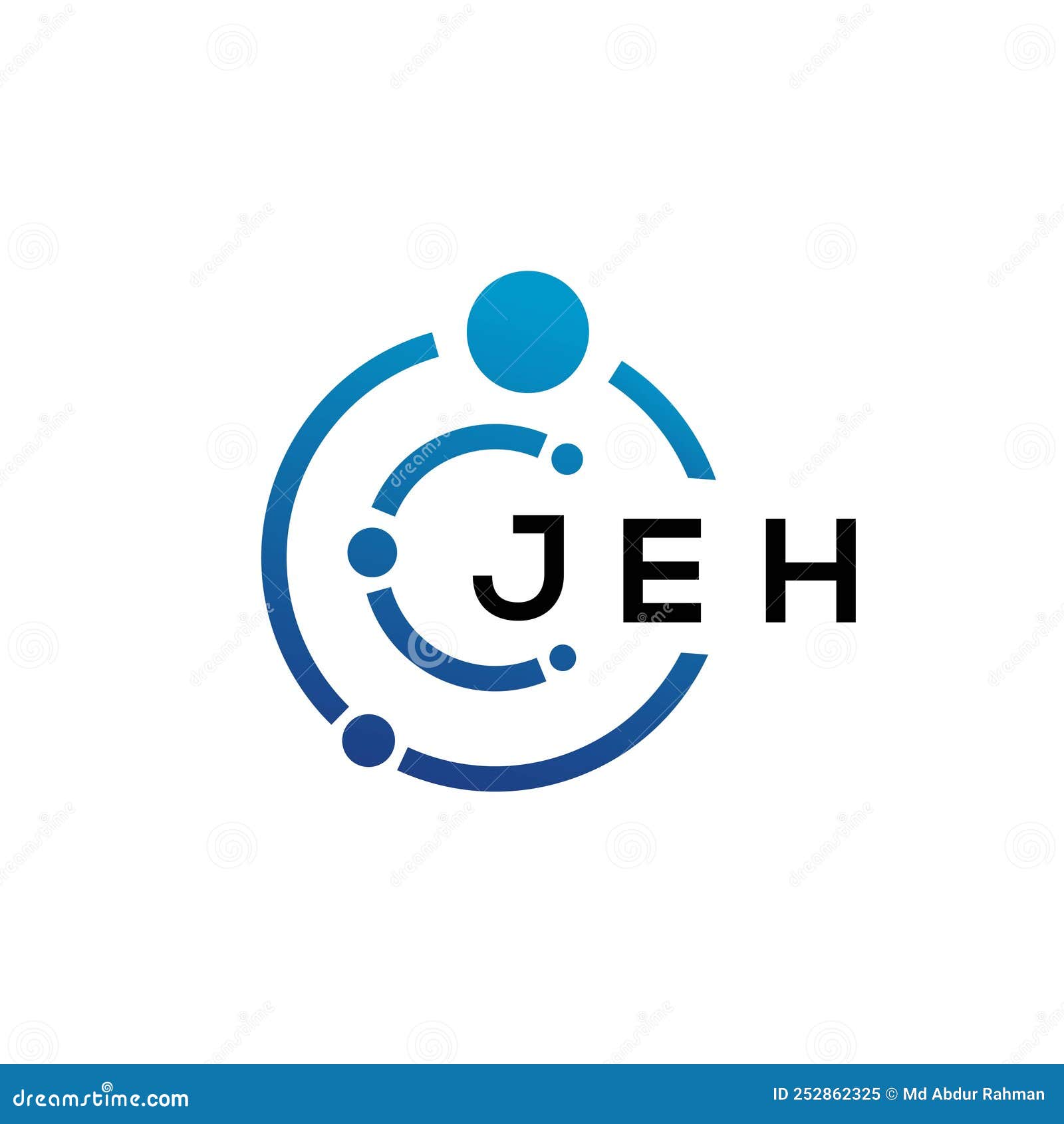 JEH Letter Technology Logo Design on White Background. JEH Creative ...