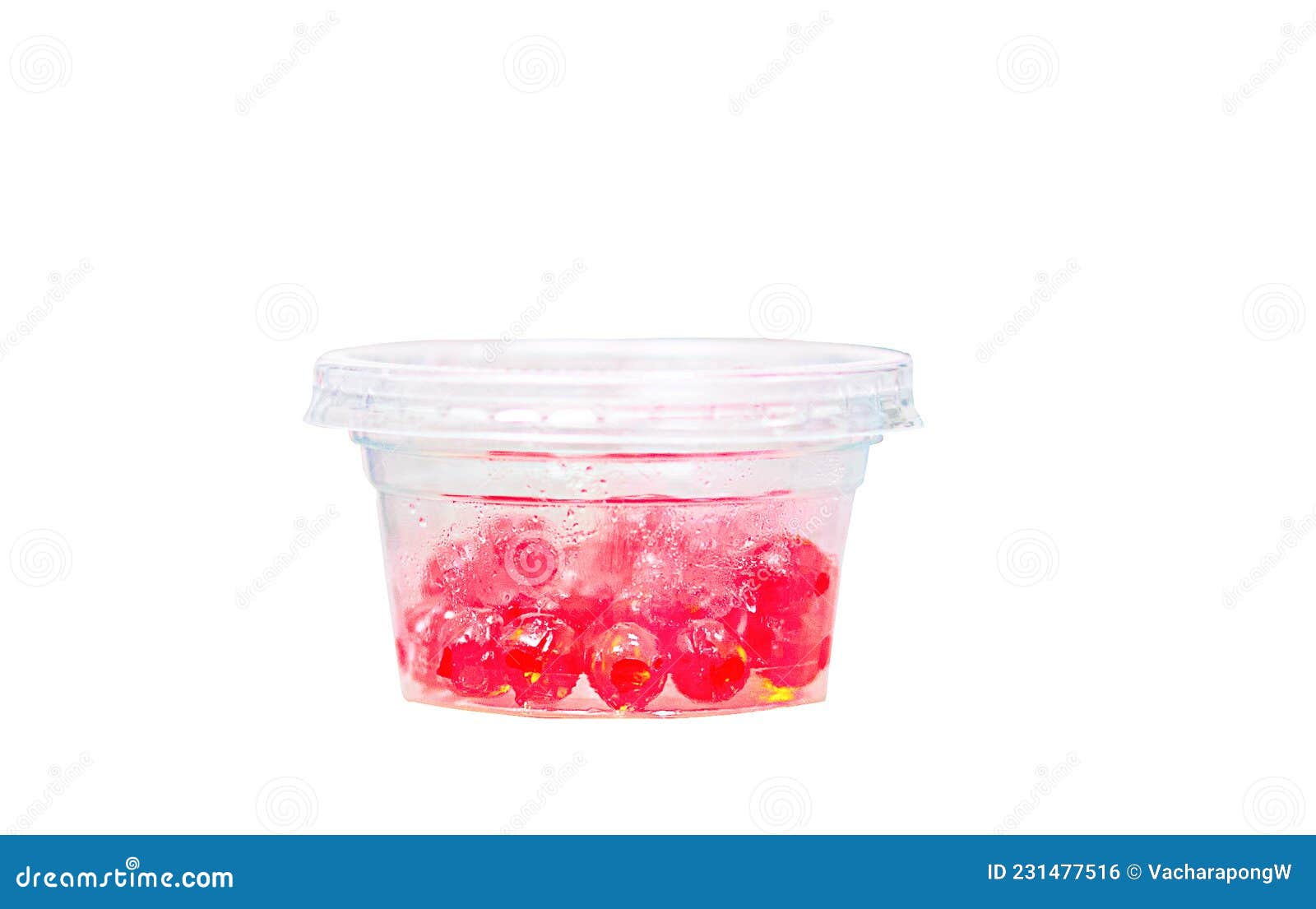 Jelly Ball Round in Plastic Container Isolated on White Stock Photo ...