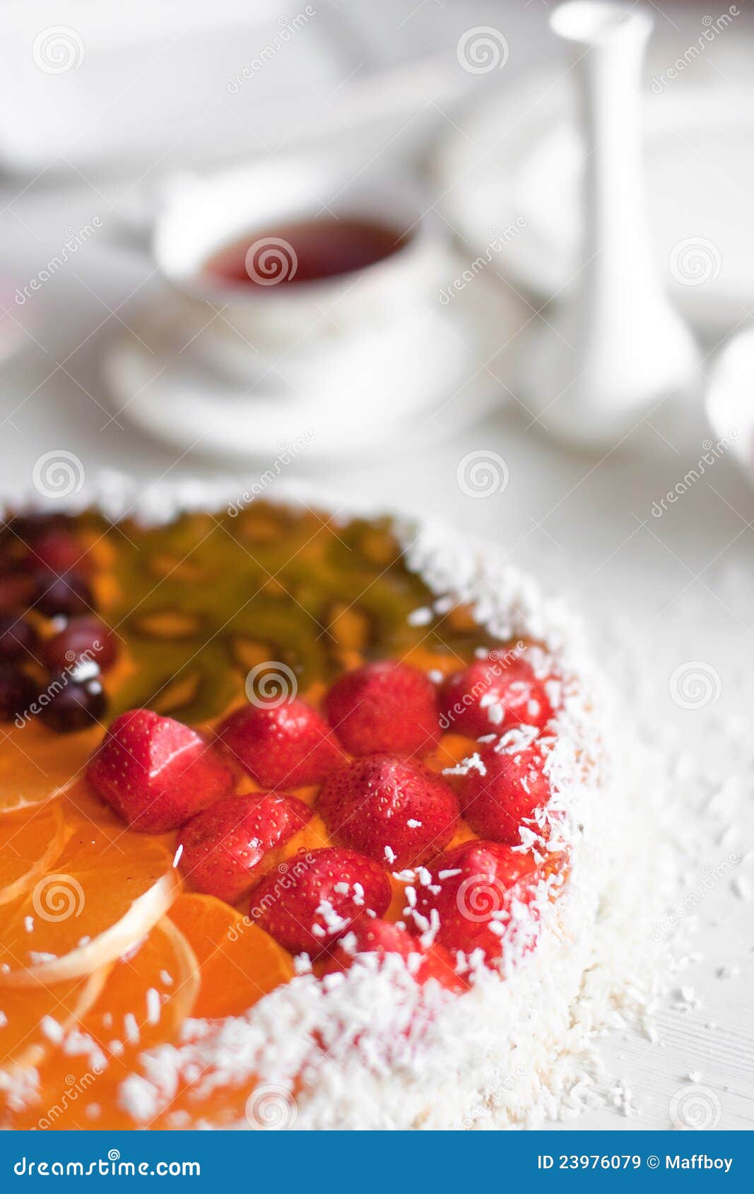 Jelly cake with tea stock image. Image of celebration - 23976079