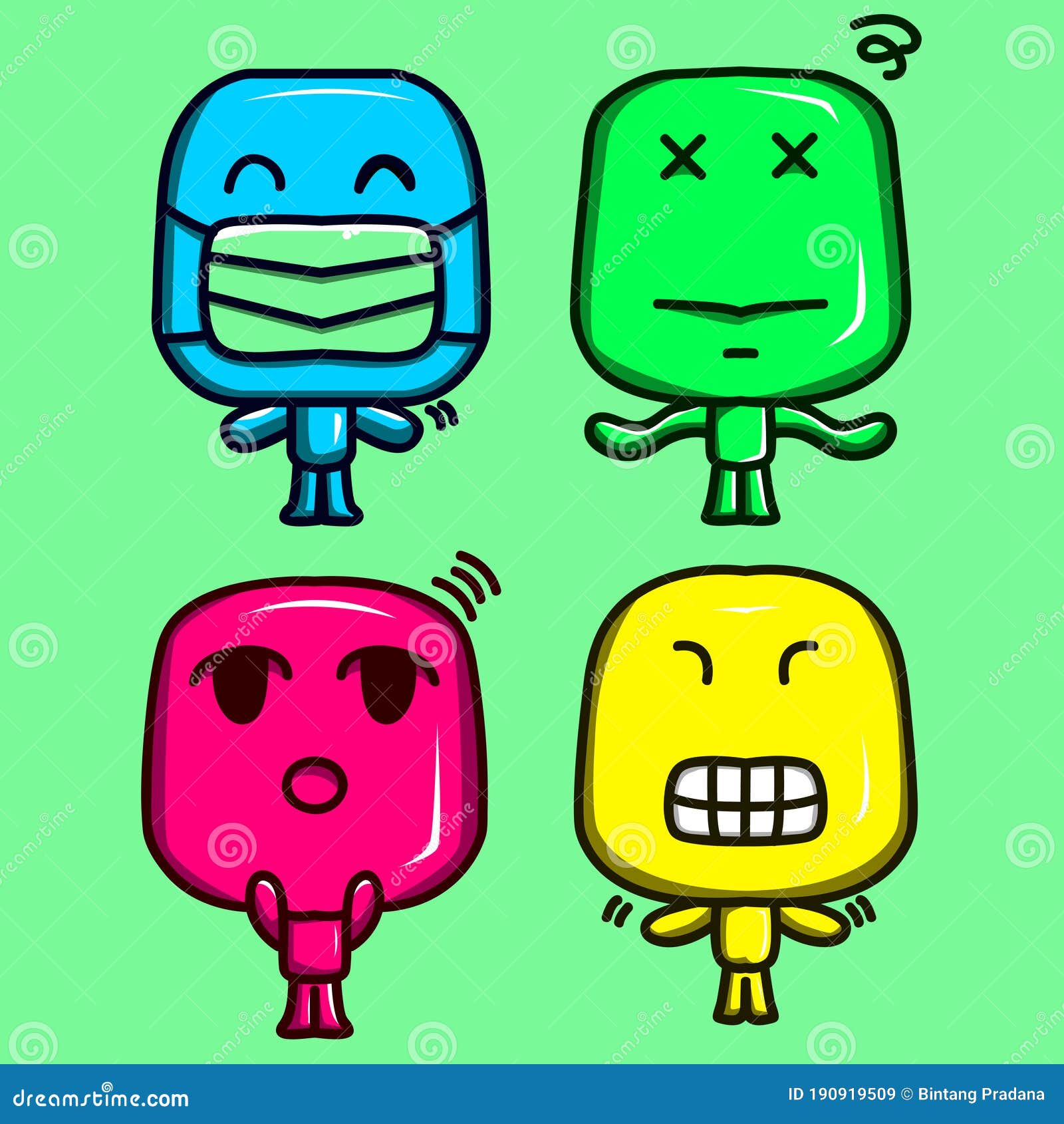 Jelly Chibi Character with Different Color Stock Illustration ...
