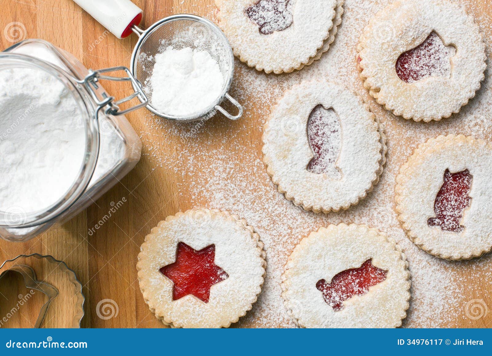 Jelly Christmas Cookies with Icing Sugar Stock Image - Image of food ...
