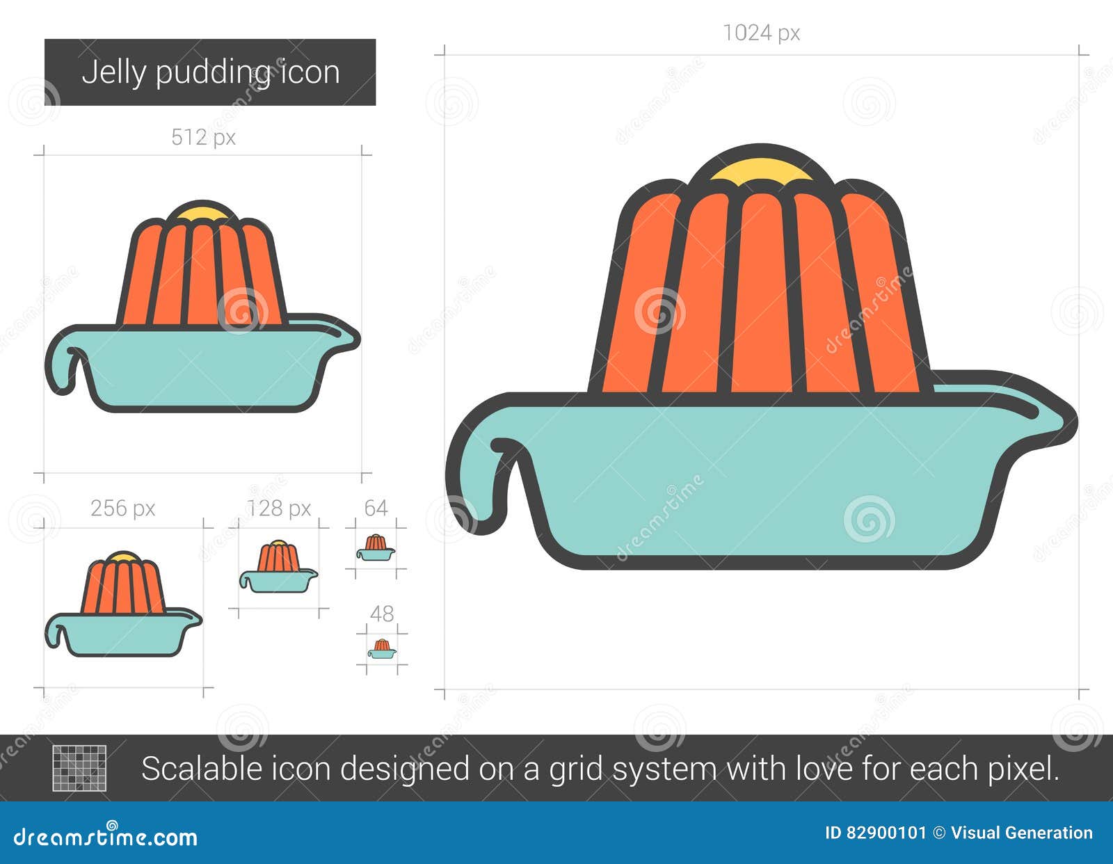 Jelly pudding line icon. stock vector. Illustration of line - 82900101
