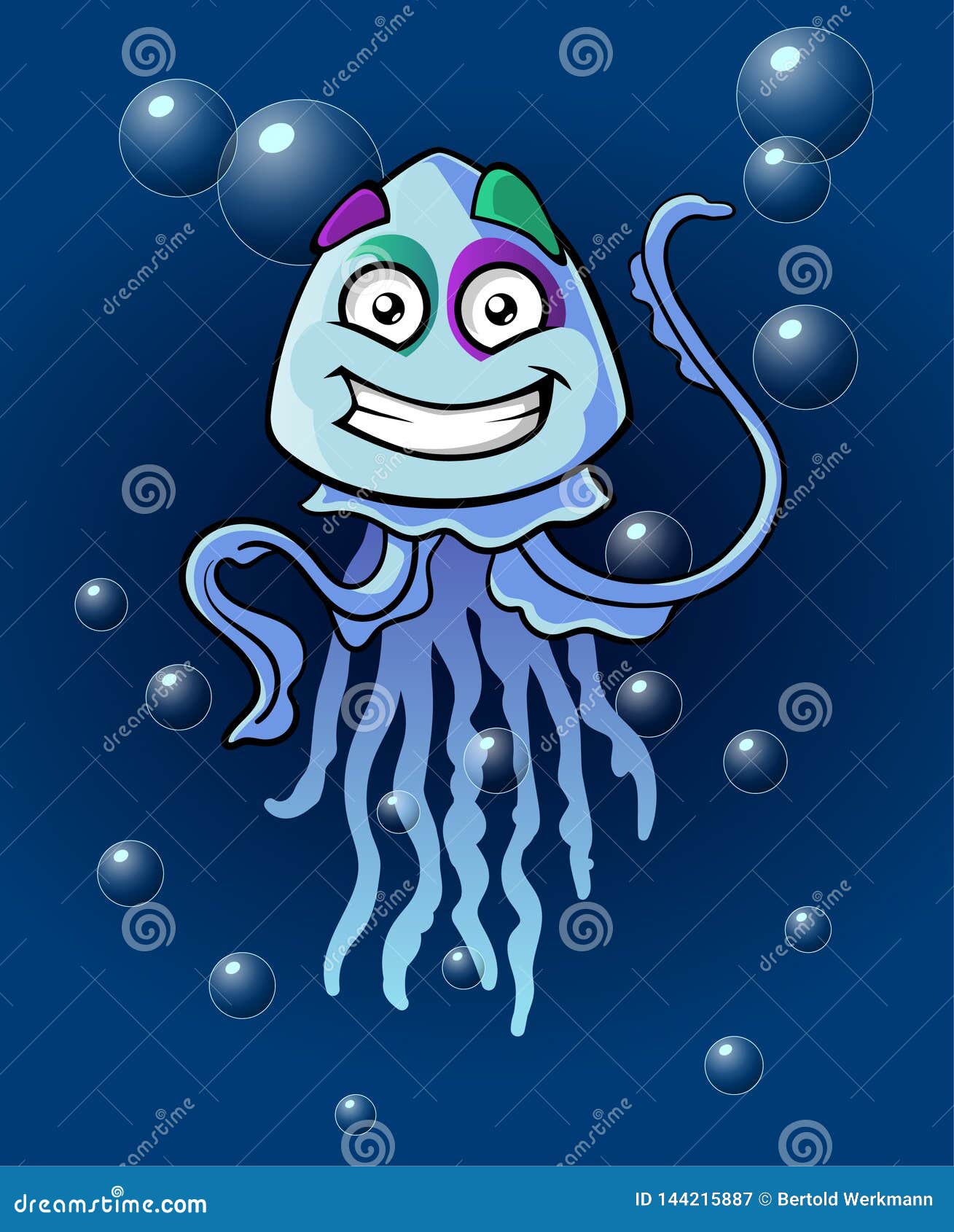 Funny Jellyfish Comic Character Stock Vector - Illustration of exotic ...