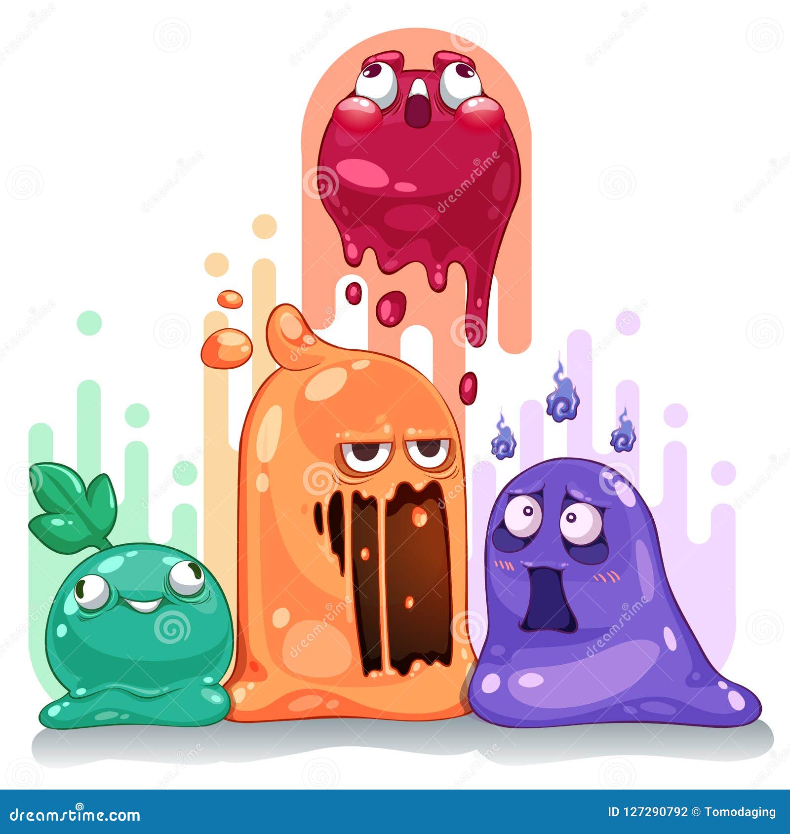 Jelly Slime Monster Creatures Group Set Stock Vector - Illustration of ...