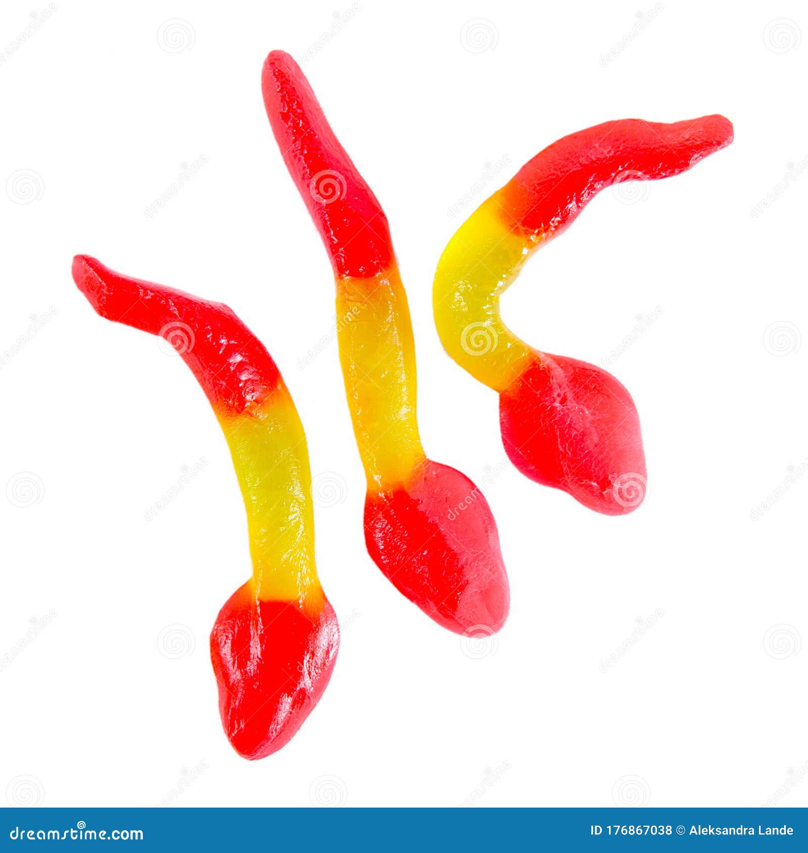 Fruit Colourful Jelly Snakes Candies Isolated Stock Photo - Image of ...