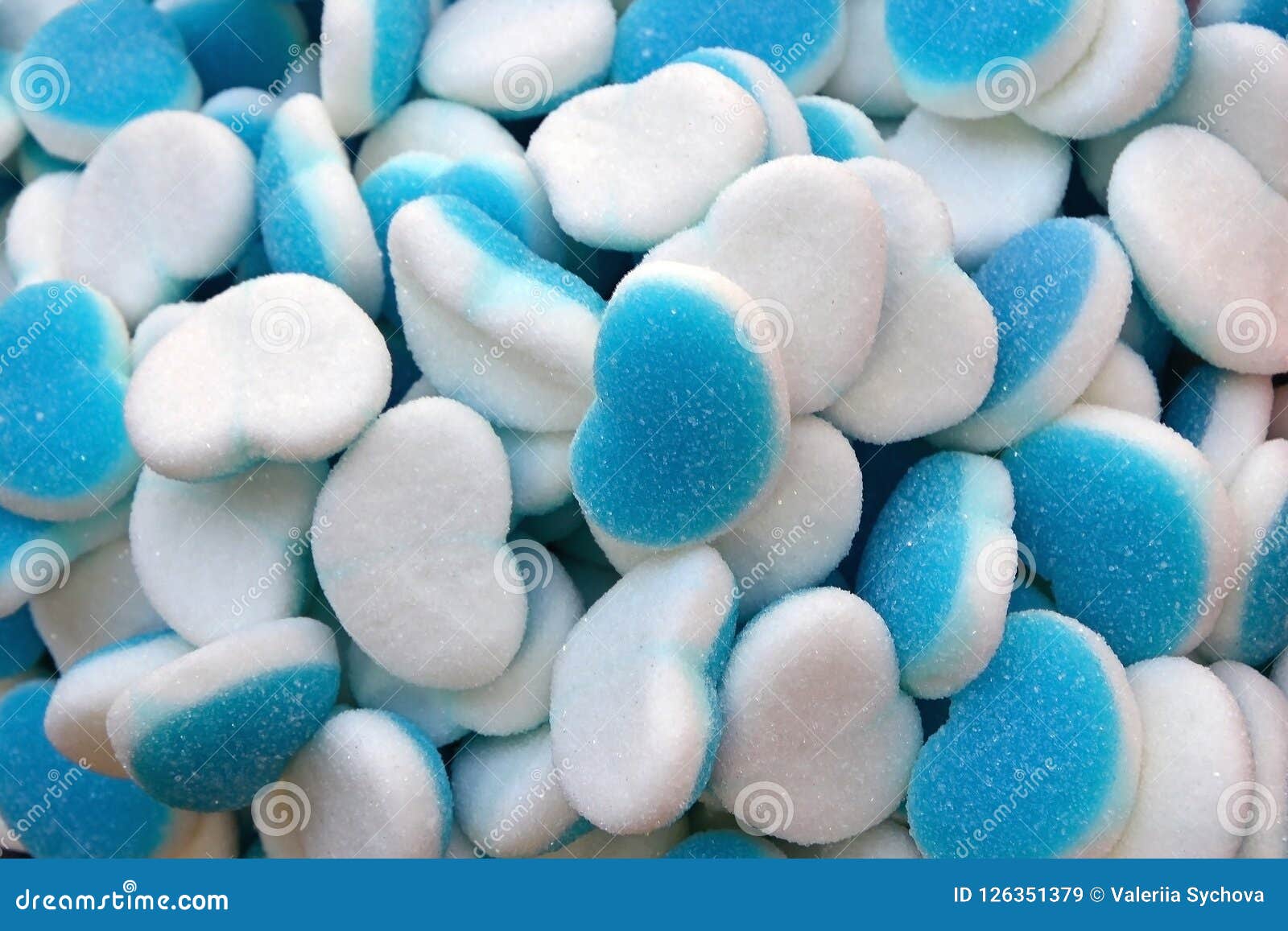 Jelly Sugar Candies. Blue and White Hearts. Stock Image - Image of ...