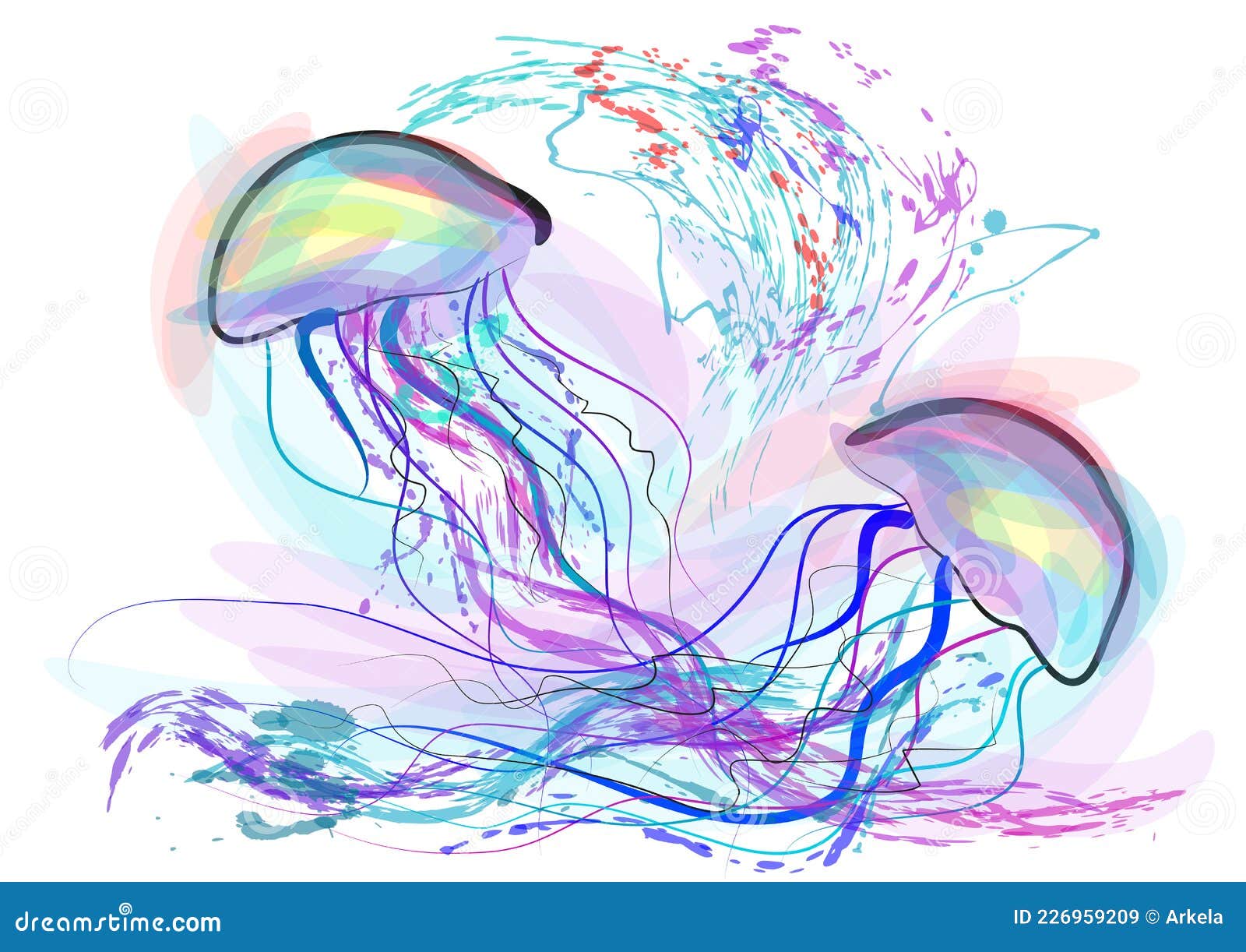 Jellyfish Abstract Illustration Stock Illustration - Illustration of ...