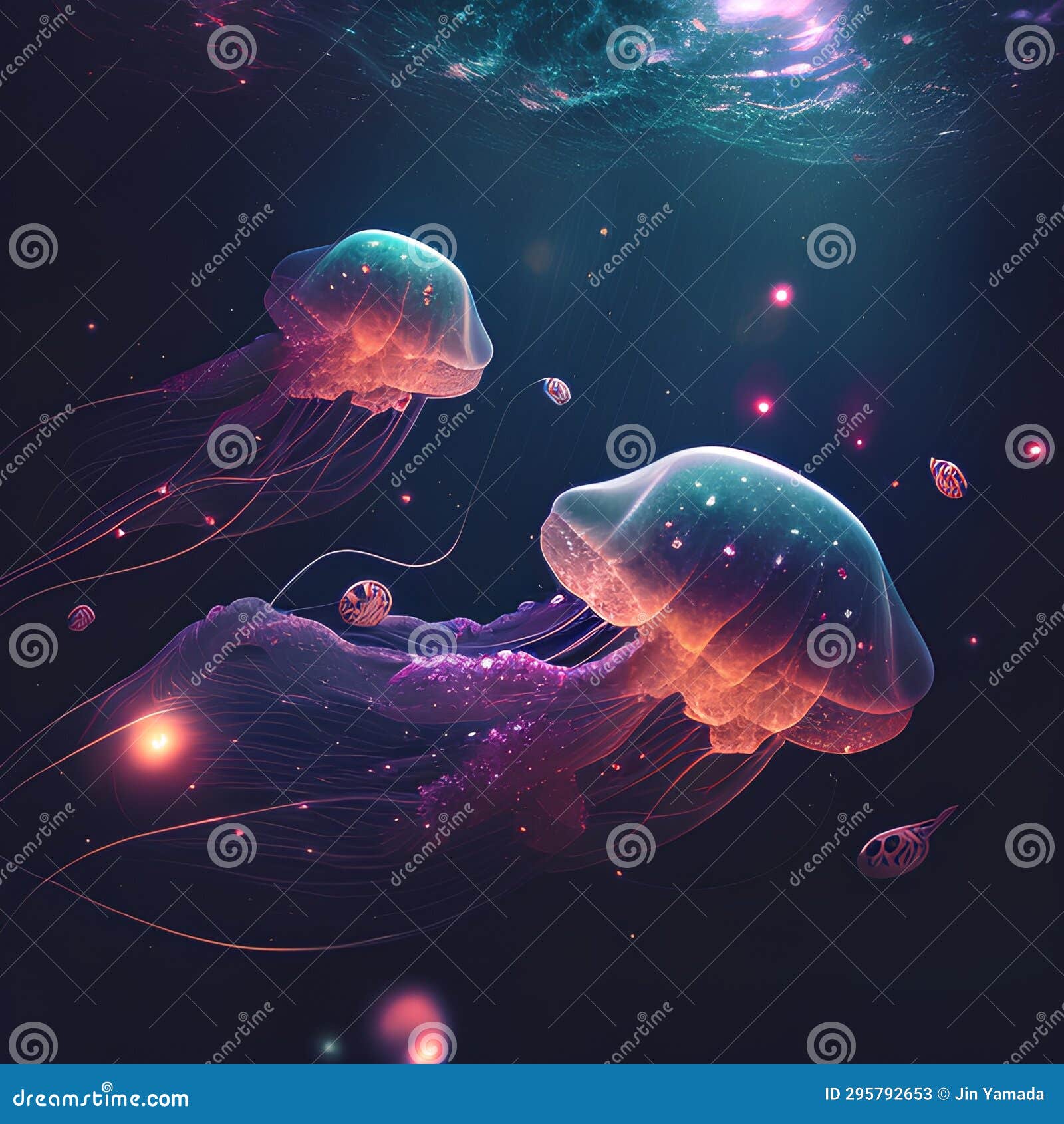 Jellyfish in the Deep Space. 3d Rendering, 3d Illustration Stock ...