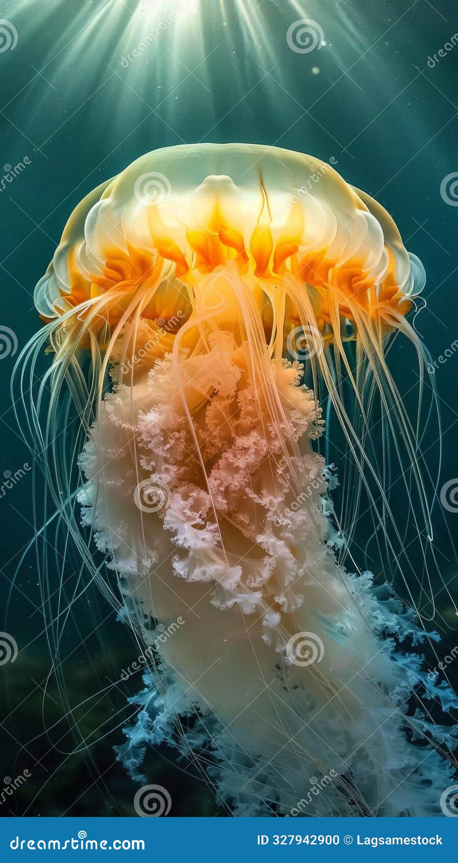 Lions Mane Mushroom On A Tree Trunk. Watercolor Illustration. Hand ...