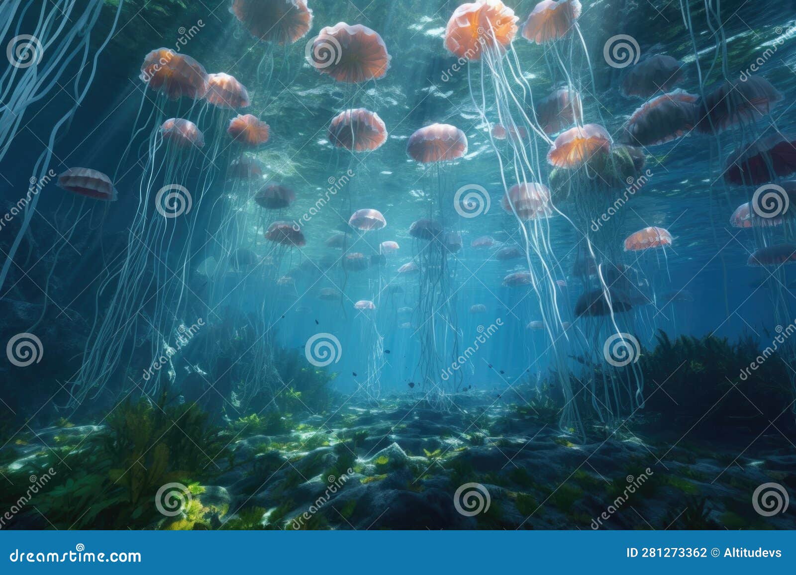 Jellyfish Migration Route Mapped Over Satellite Imagery Stock Photo ...