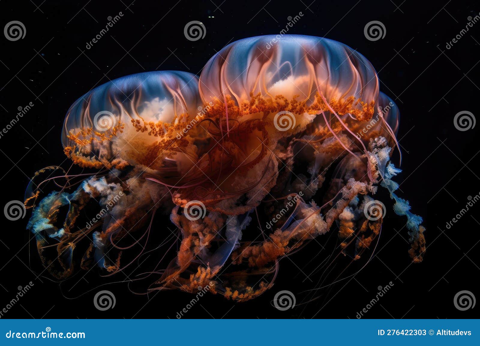 Jellyfish in Motion, Swimming through the Water Stock Image - Image of ...