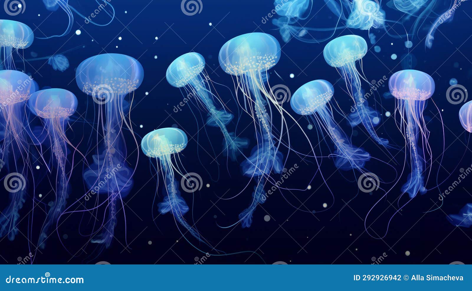 Jellyfish Pattern Blue Colors Stock Photo - Image of fish, marine ...