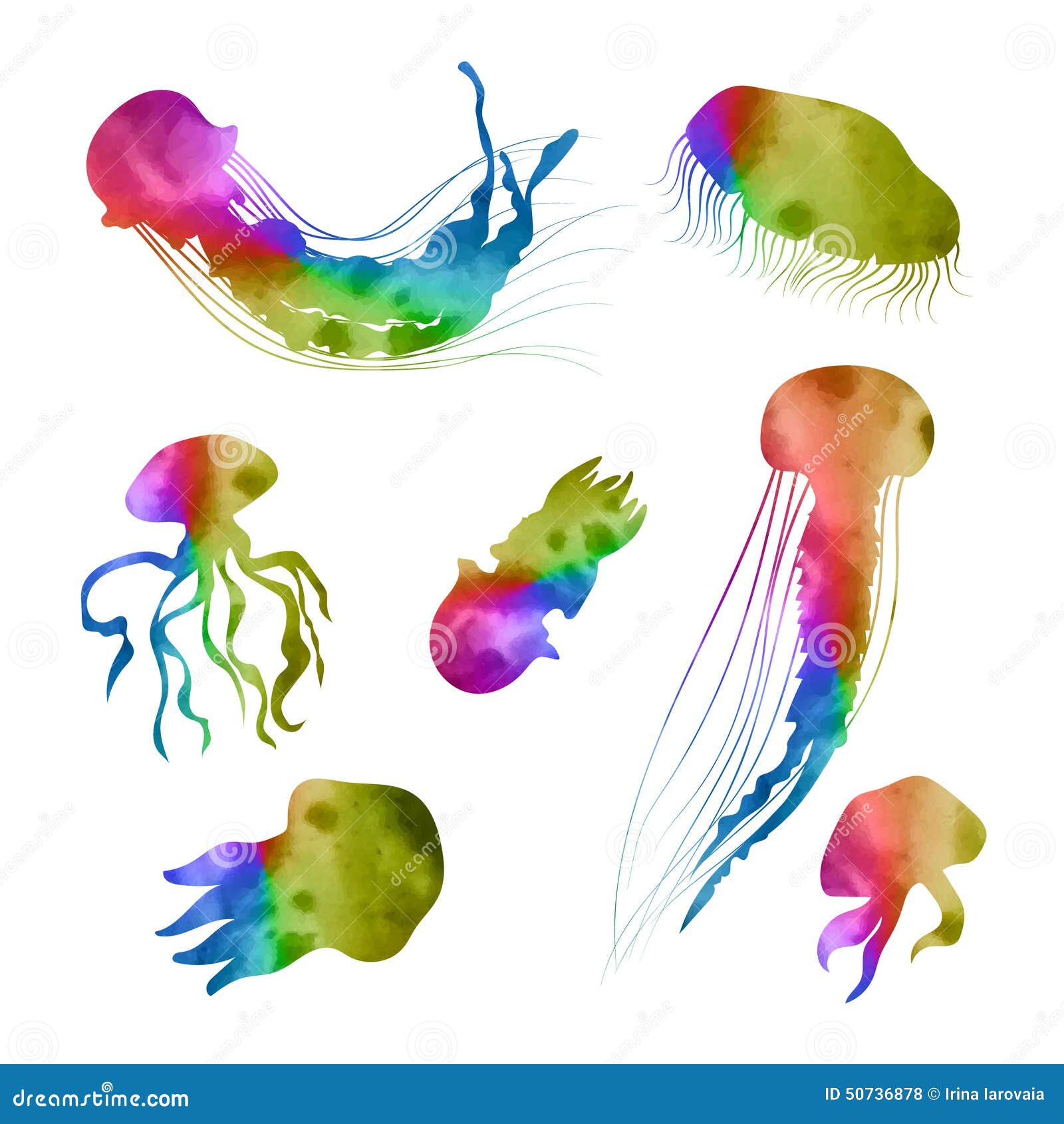 Jellyfish set vector stock vector. Illustration of logotype - 50736878