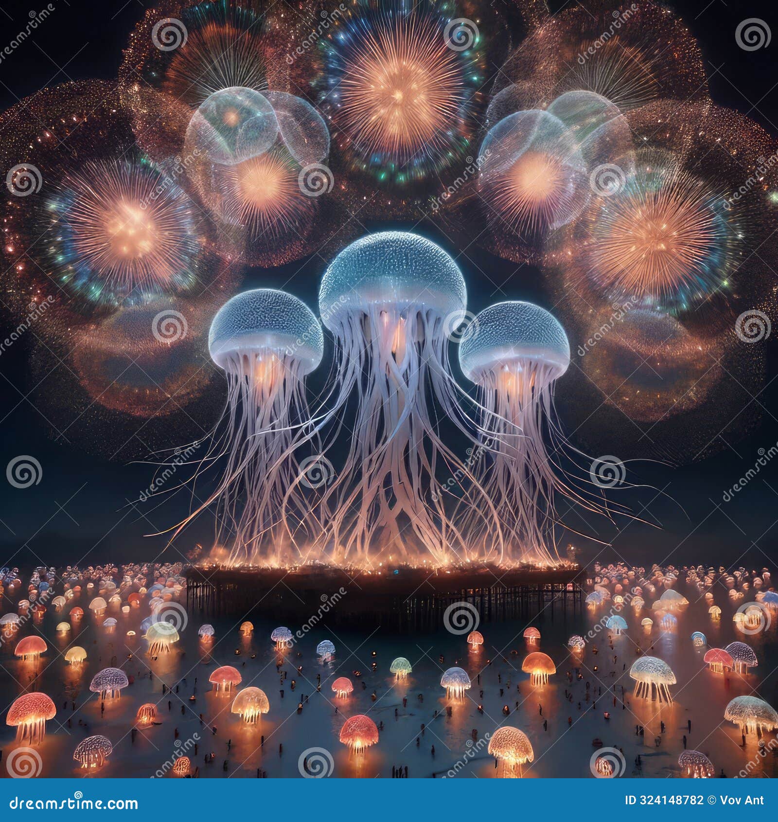 120 61. Jellyfish Shells_ Large, Spherical Fireworks that Explo Stock ...