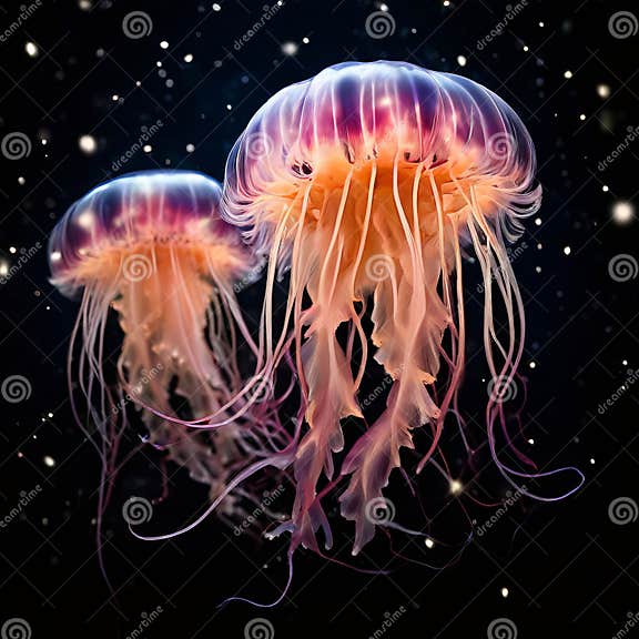 Jellyfish Shells Large Spherical Fireworks that Explod Stock Image ...