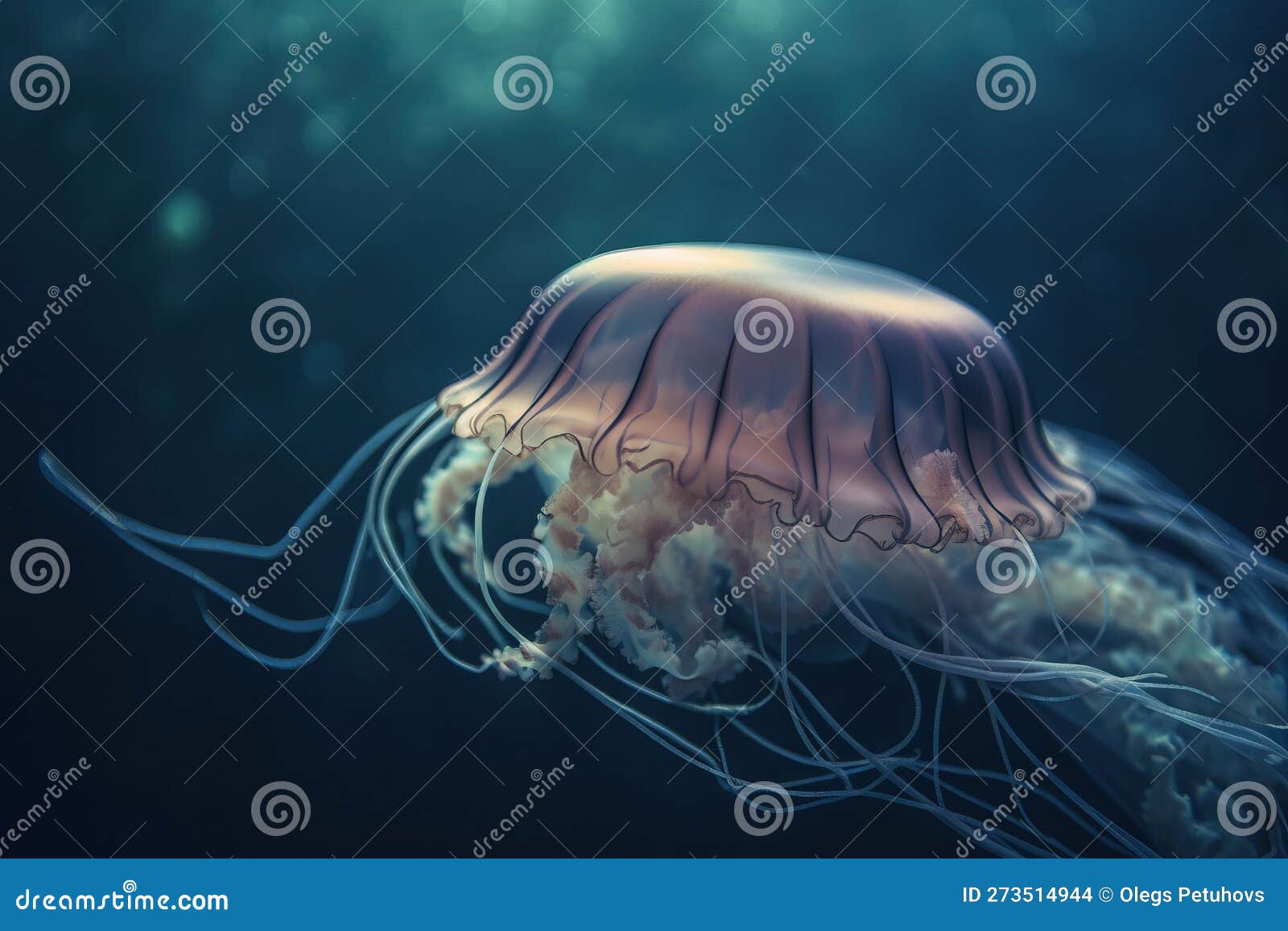 A Jellyfish Swimming in the Water with Its Head Turned To the Side ...
