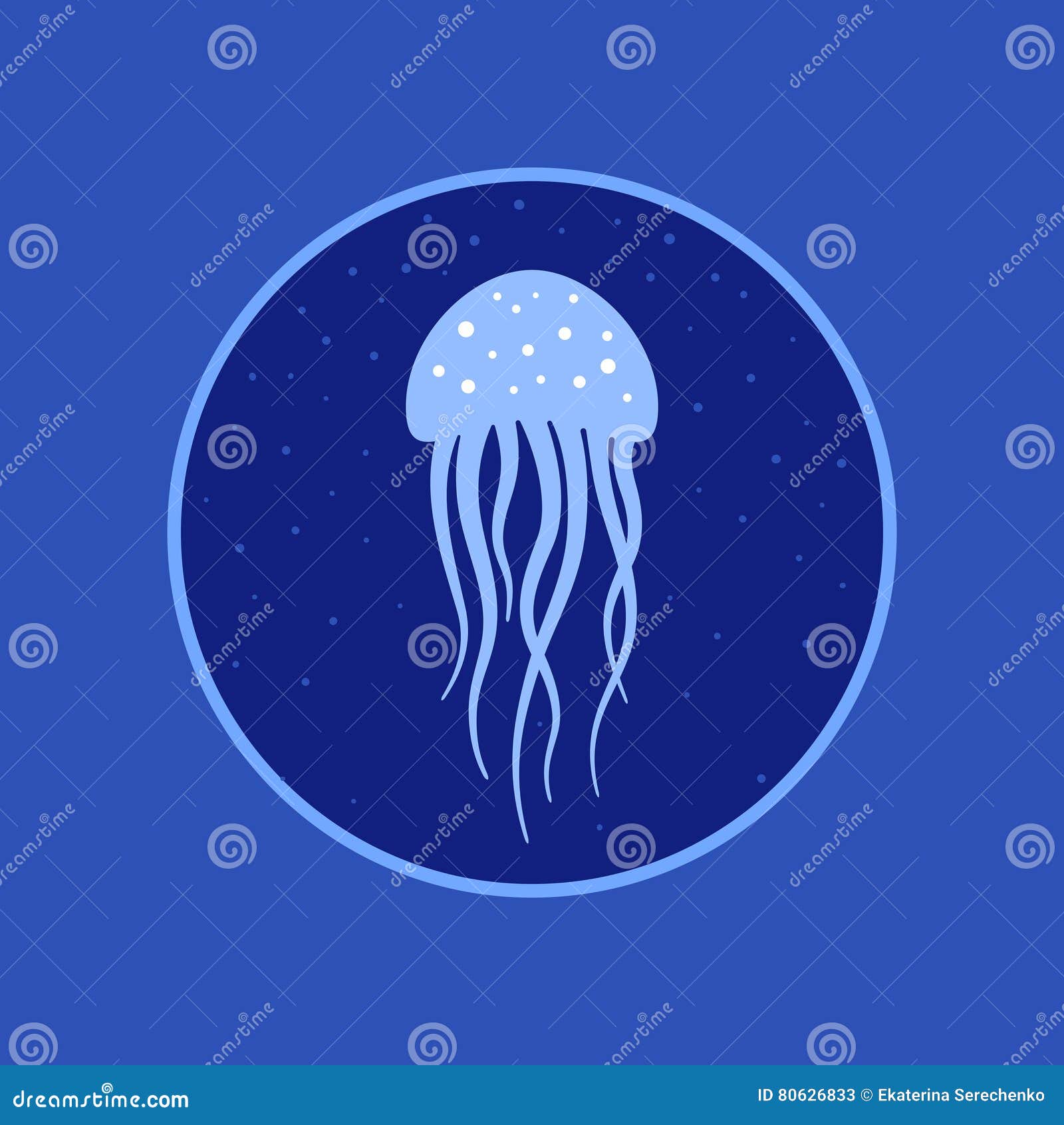 Jellyfish Under Water Icon. Marine Life Stock Vector - Illustration of ...