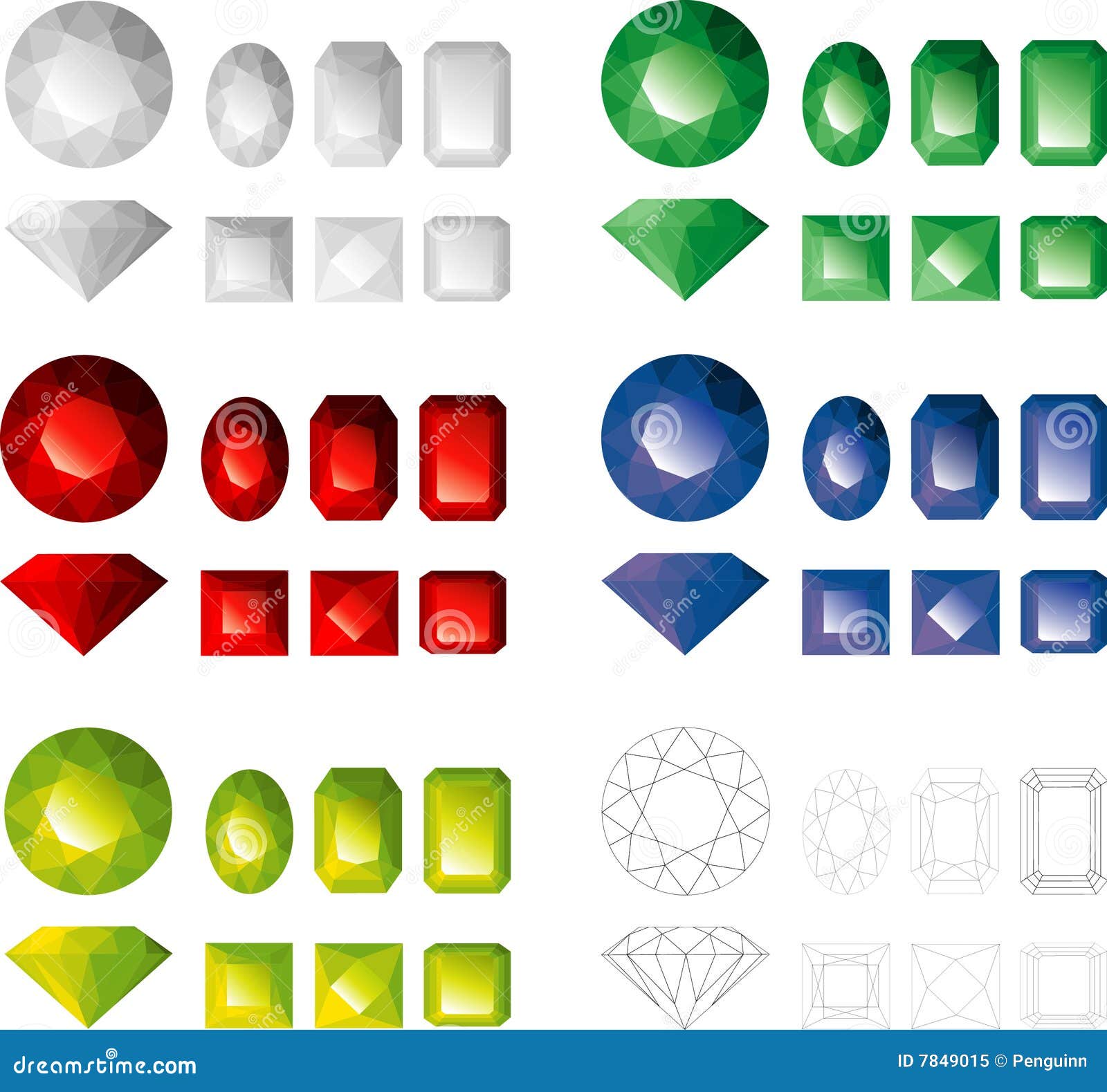 Jems stock vector. Illustration of shape, contour, emerald - 7849015