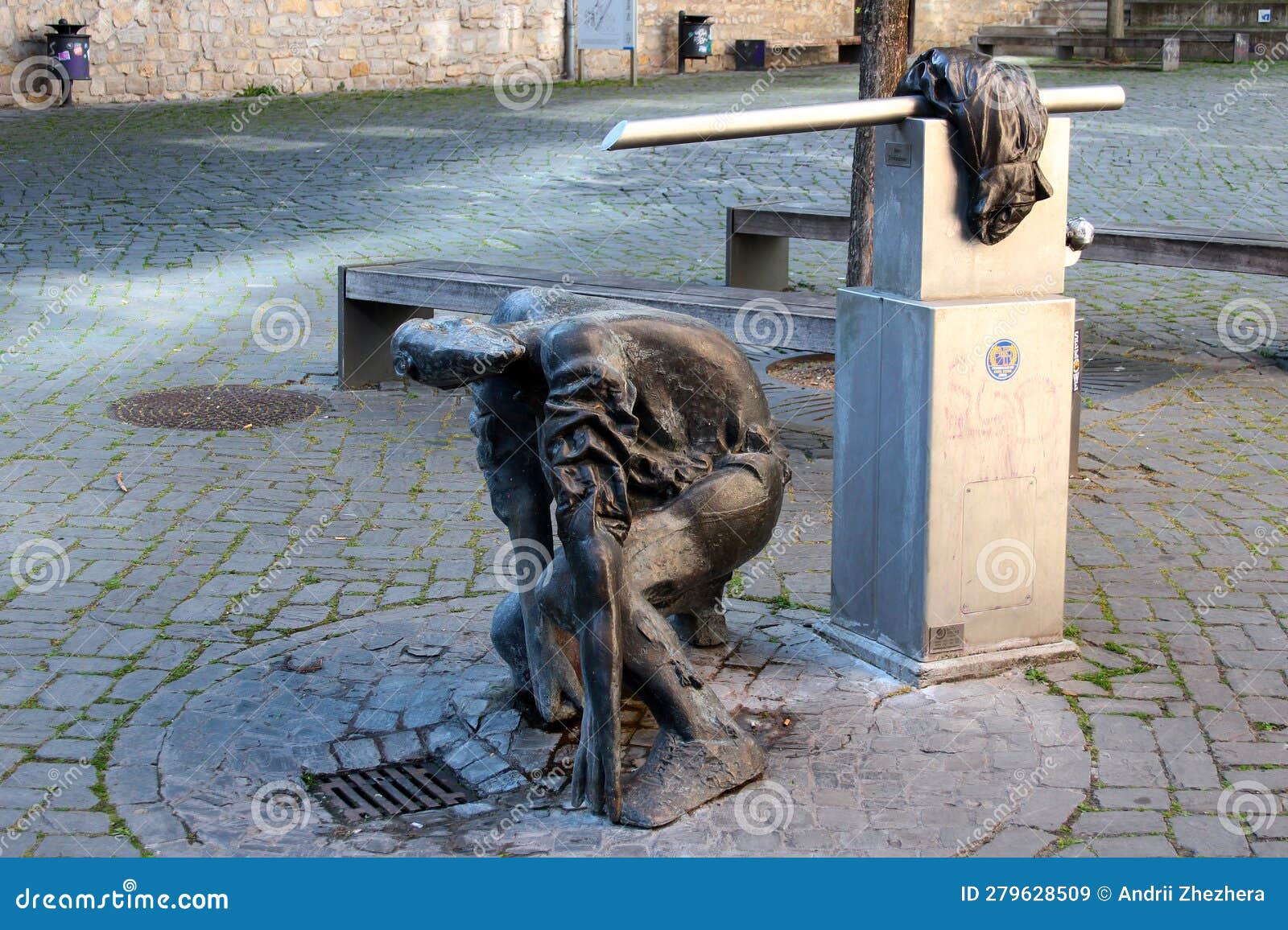 Jena, Germany - May 26, 2023: Historical Philistine Fountain ... Jena, Germany - May 26, 2023: Historical Philistine Fountain ...